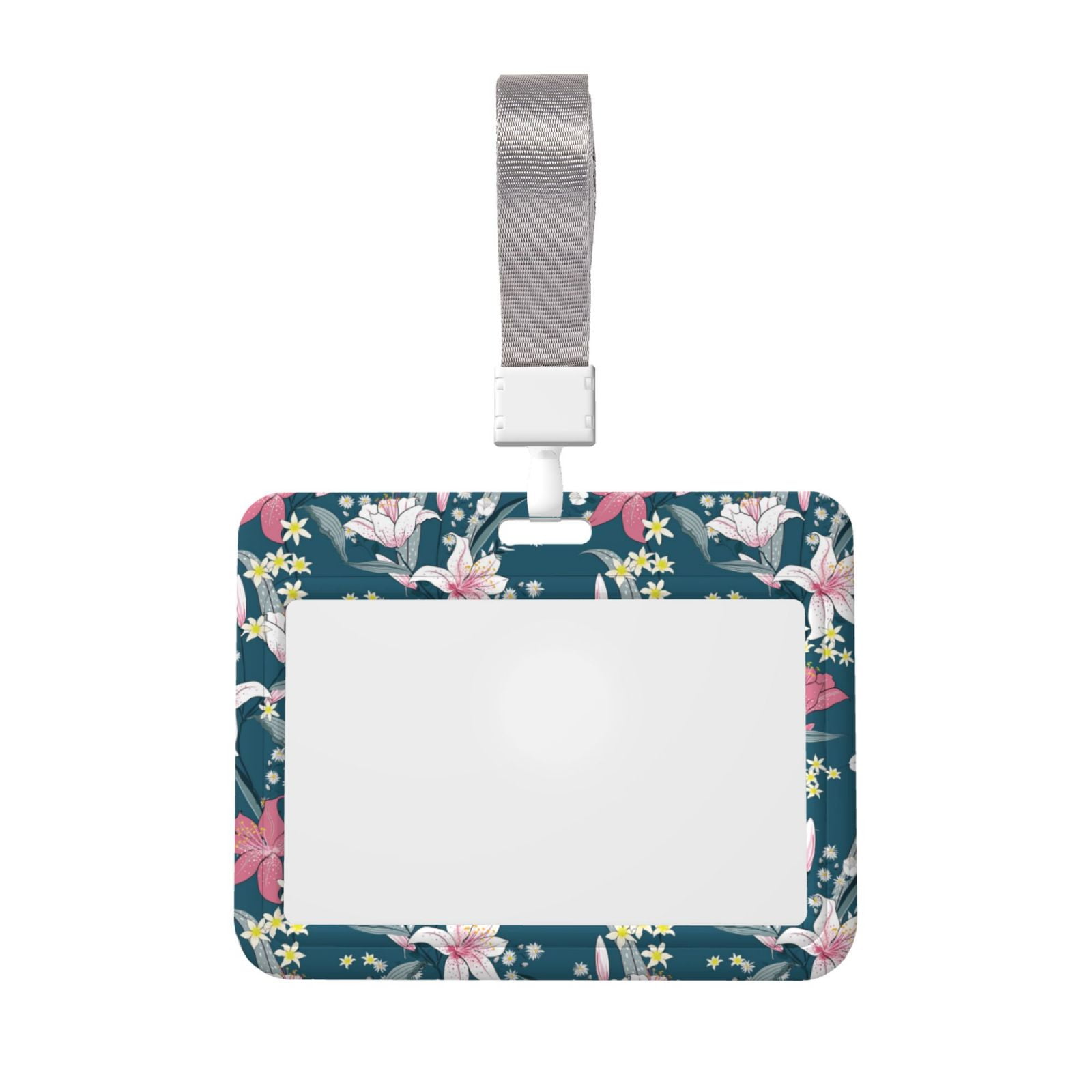 Junzan Lilies Flowers ID Badge Holder with Windows Key Card Work Badge ...