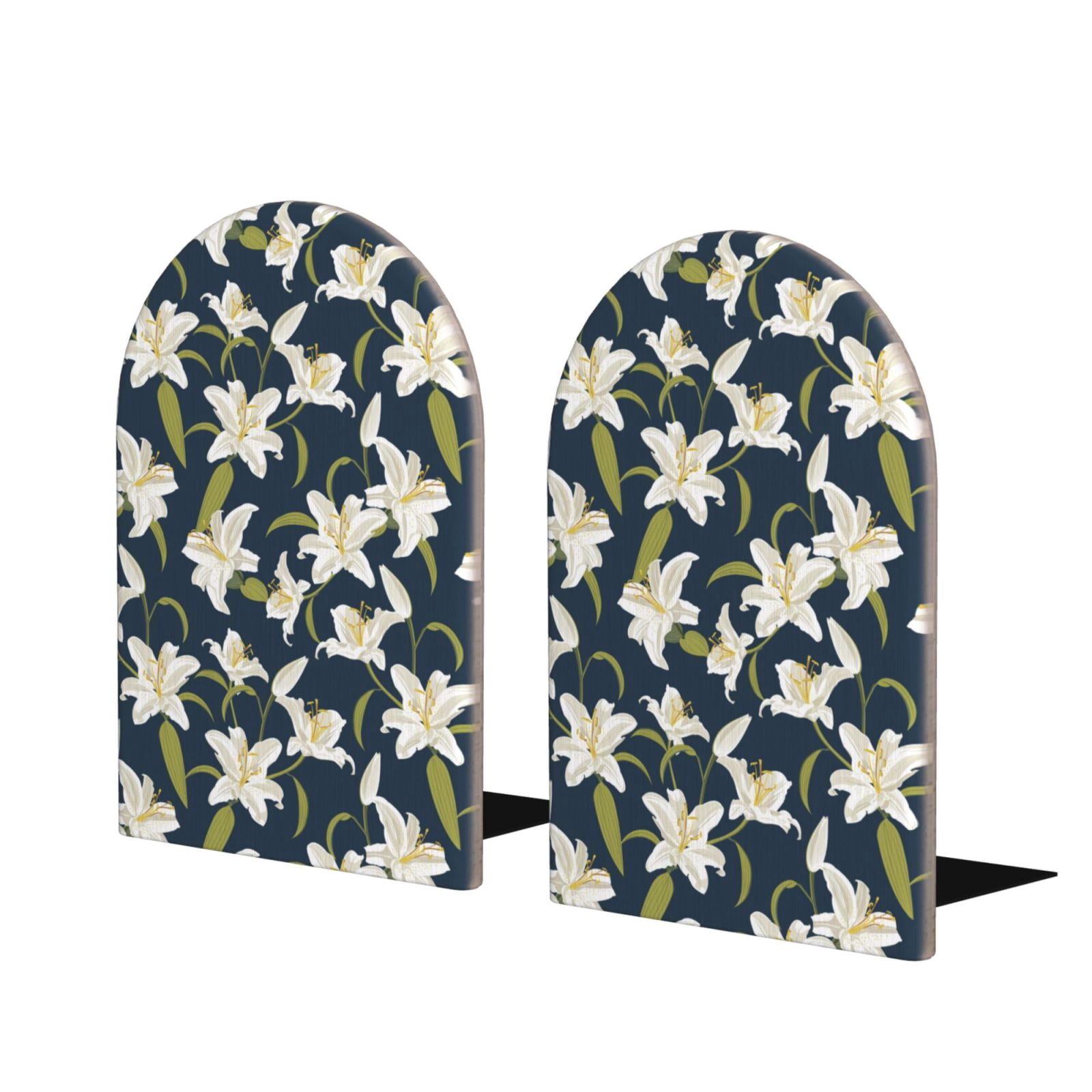 Junzan Lilies Flowers for Wood Bookends,1 Pair Book Ends for Shelves ...