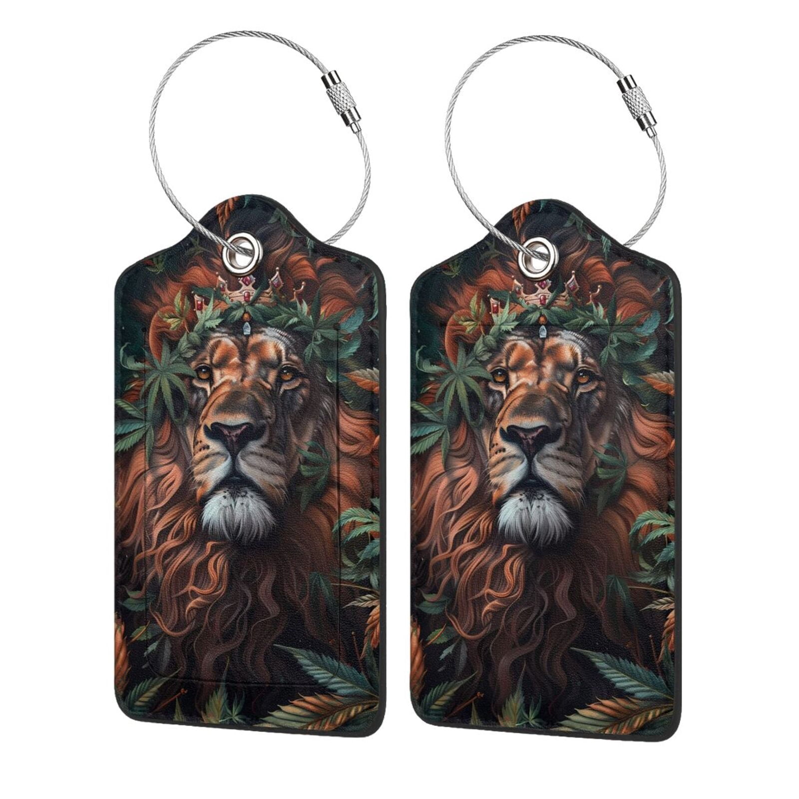 Junzan Lion Forest Crown for Luggage Tags,Leather Luggage Tags for ...