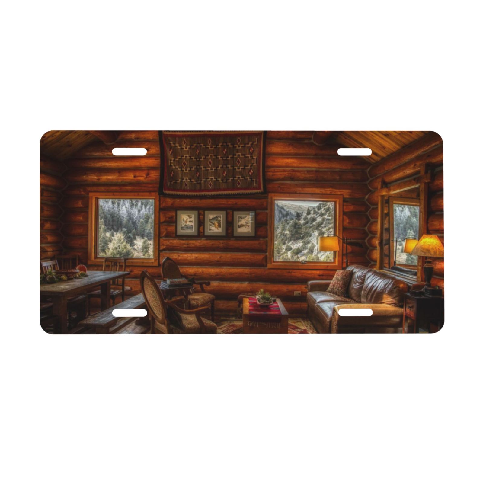 Junzan Log Cabin Inside Front License Plate Covers Decorative Car Metal ...