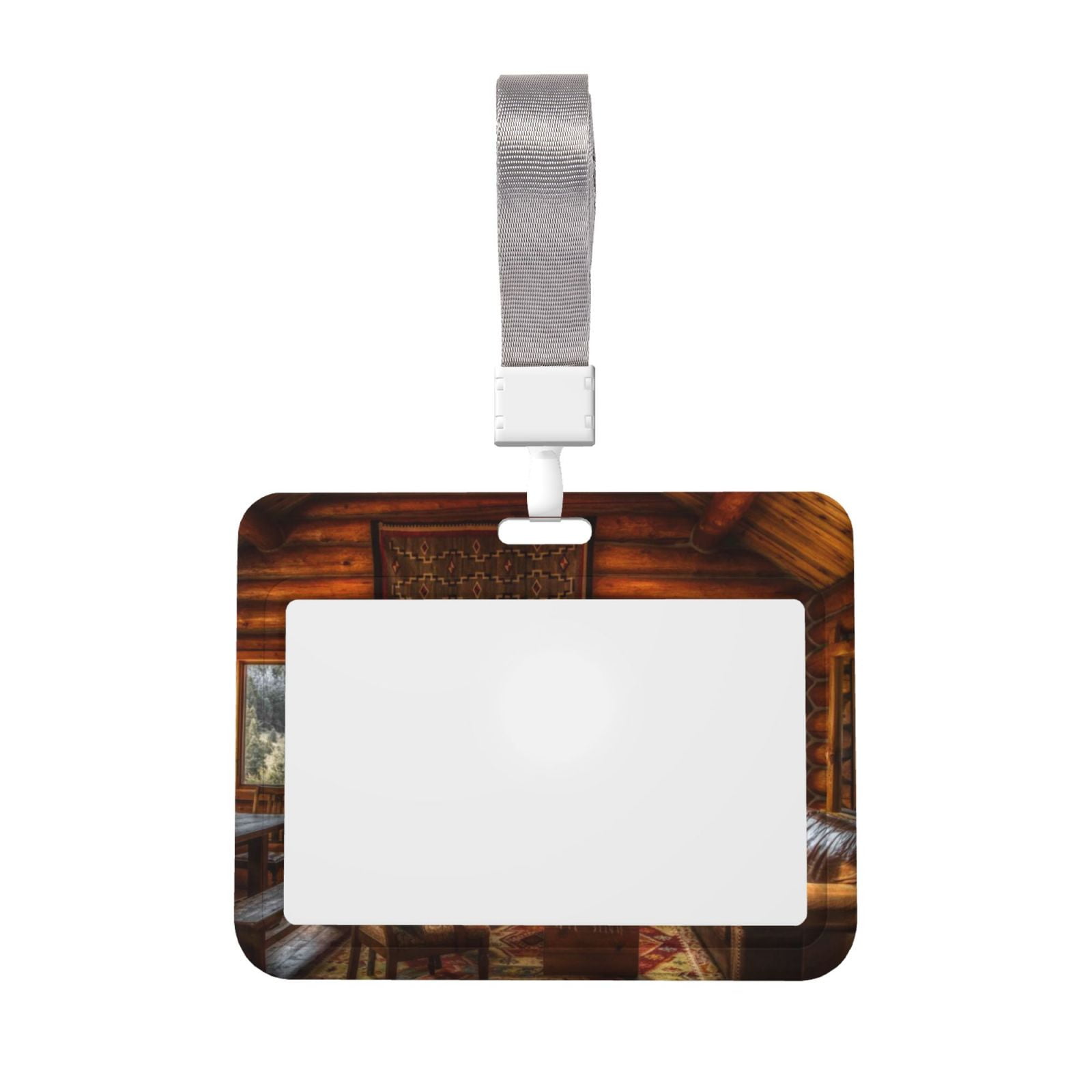 Junzan Log Cabin Inside Id Badge Holder With Windows Key Card Work ...