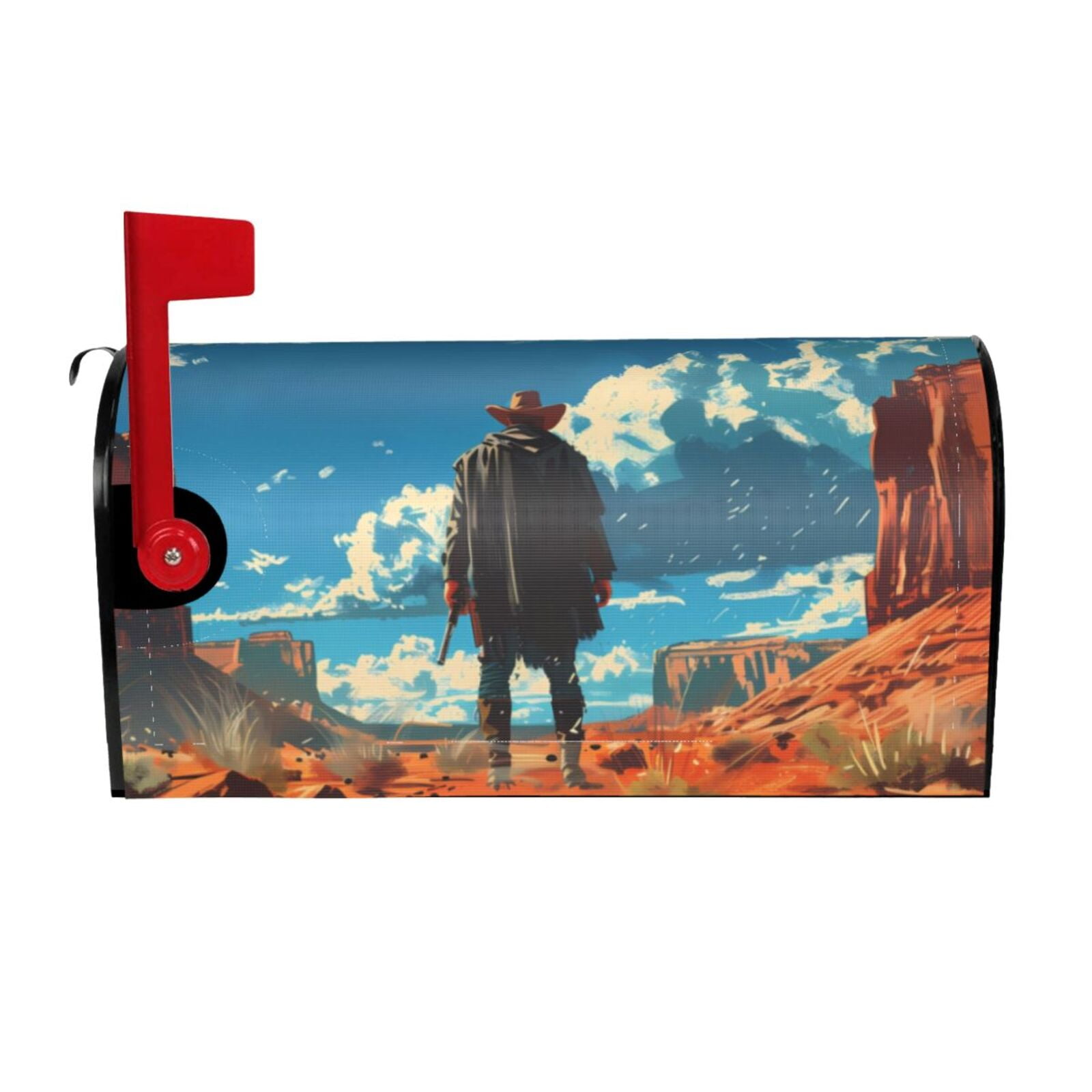 Junzan Lone Cowboy Desert Scene Pattern Mailbox Covers,Magnetic Mailbox ...