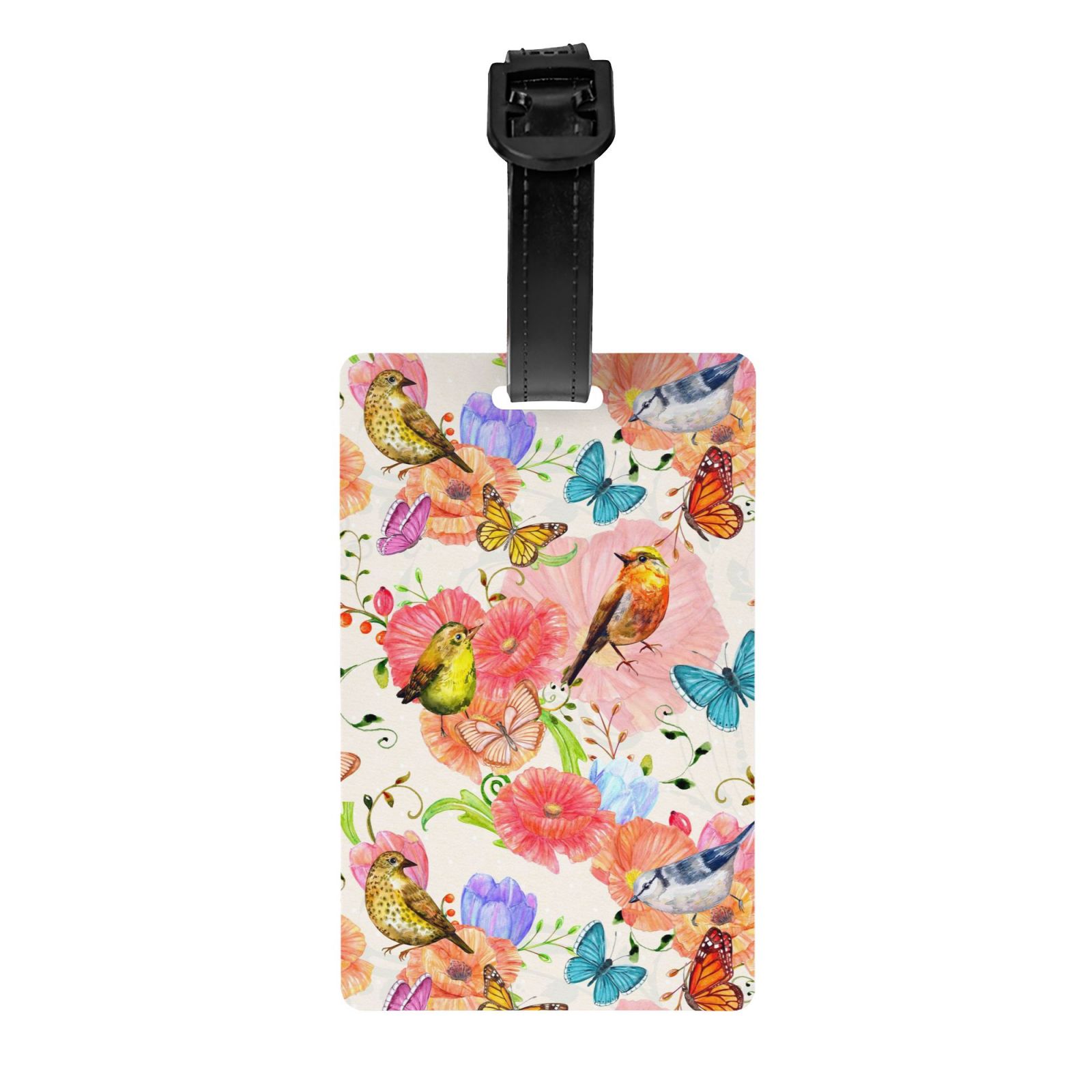 Junzan Luggage Tag For Suitcase Flowers And Birds Watercolor Print ...