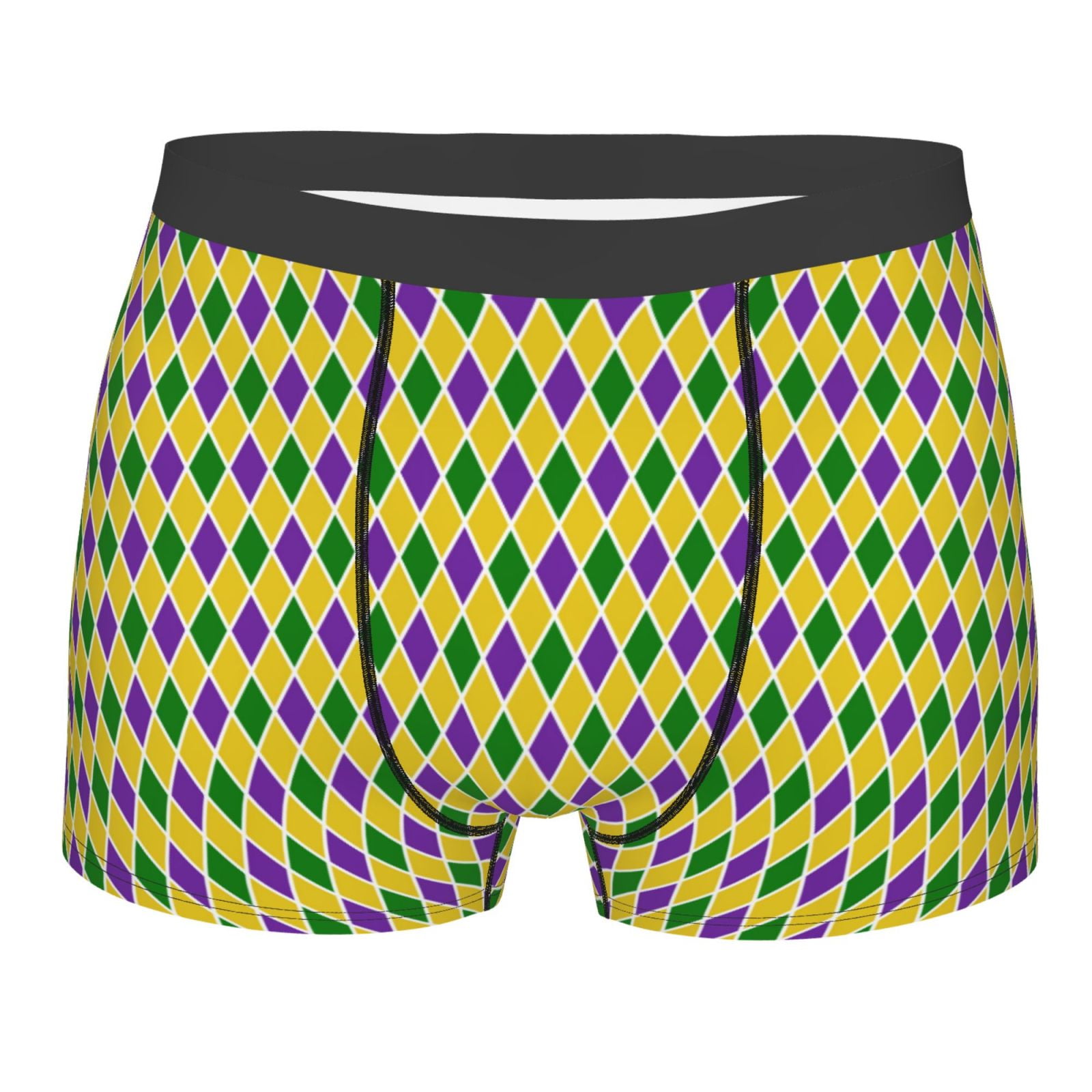 Junzan Mardi Gras Purple Yellow Plaid Mens Underwear Boxer Briefs For ...