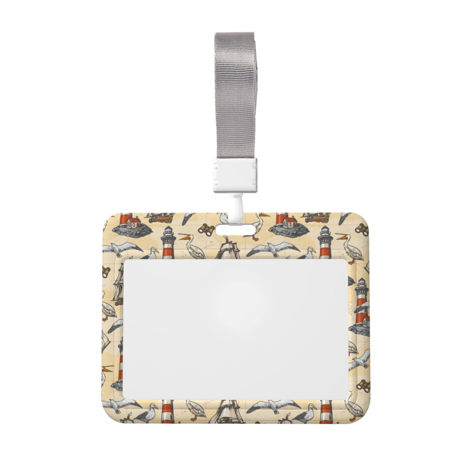 Junzan Marine Birds And Coastal Lighthouse ID Badge Holder with Windows ...