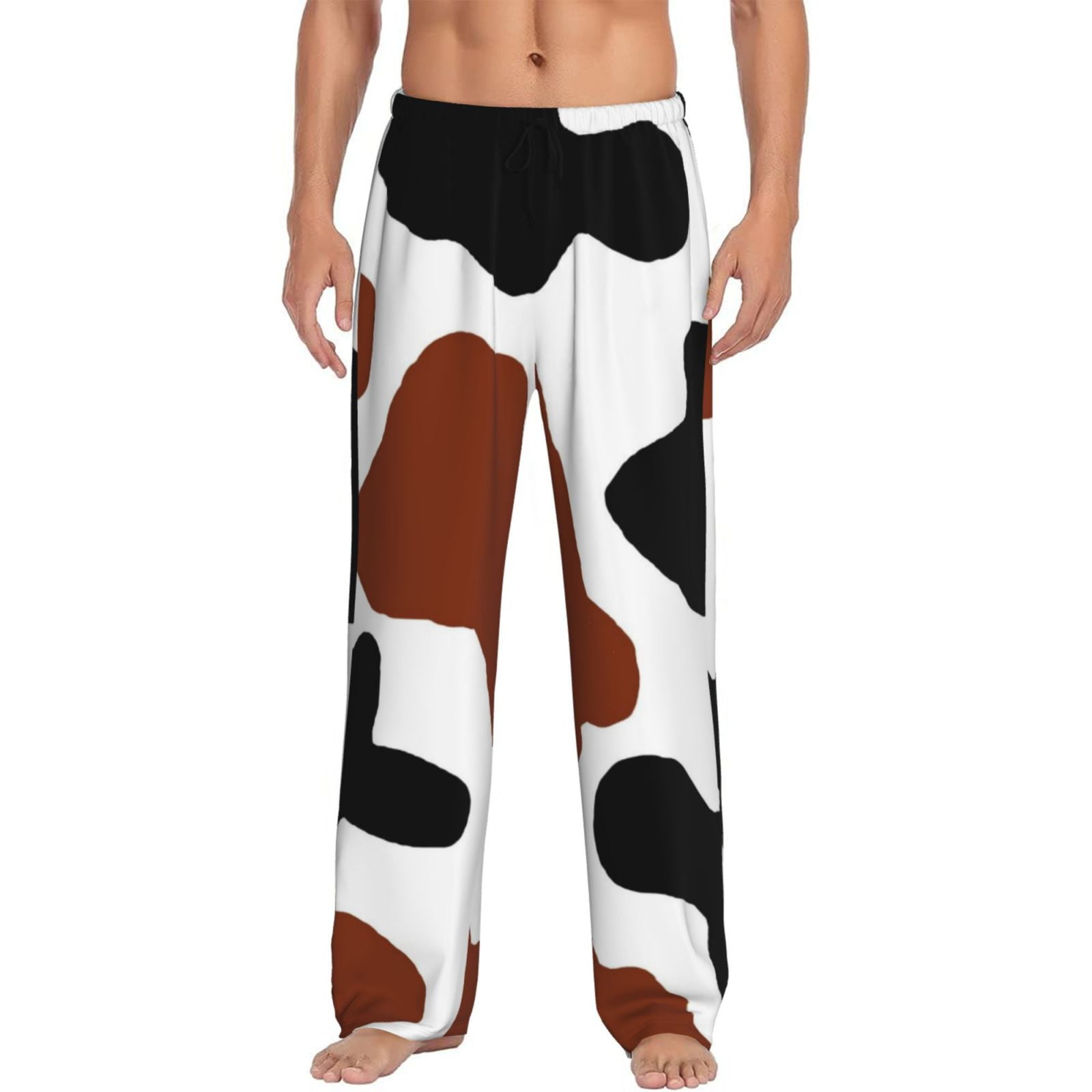 Junzan Men'S Pajama Pants Brown Black Cow Sleepwear Pants Pj Bottoms ...