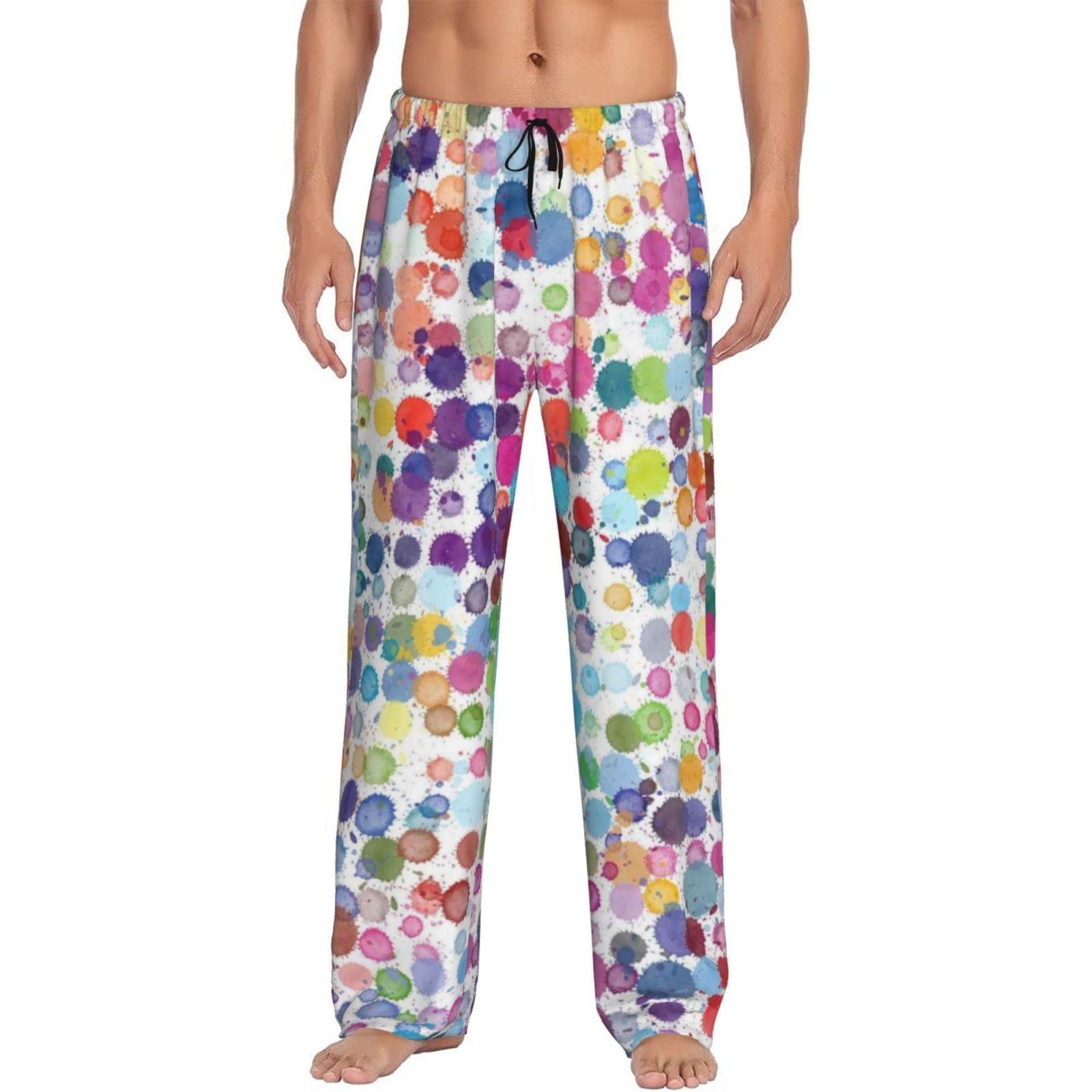 Junzan Men'S Pajama Pants Colorful Watercolor Dots Sleepwear Pants Pj ...