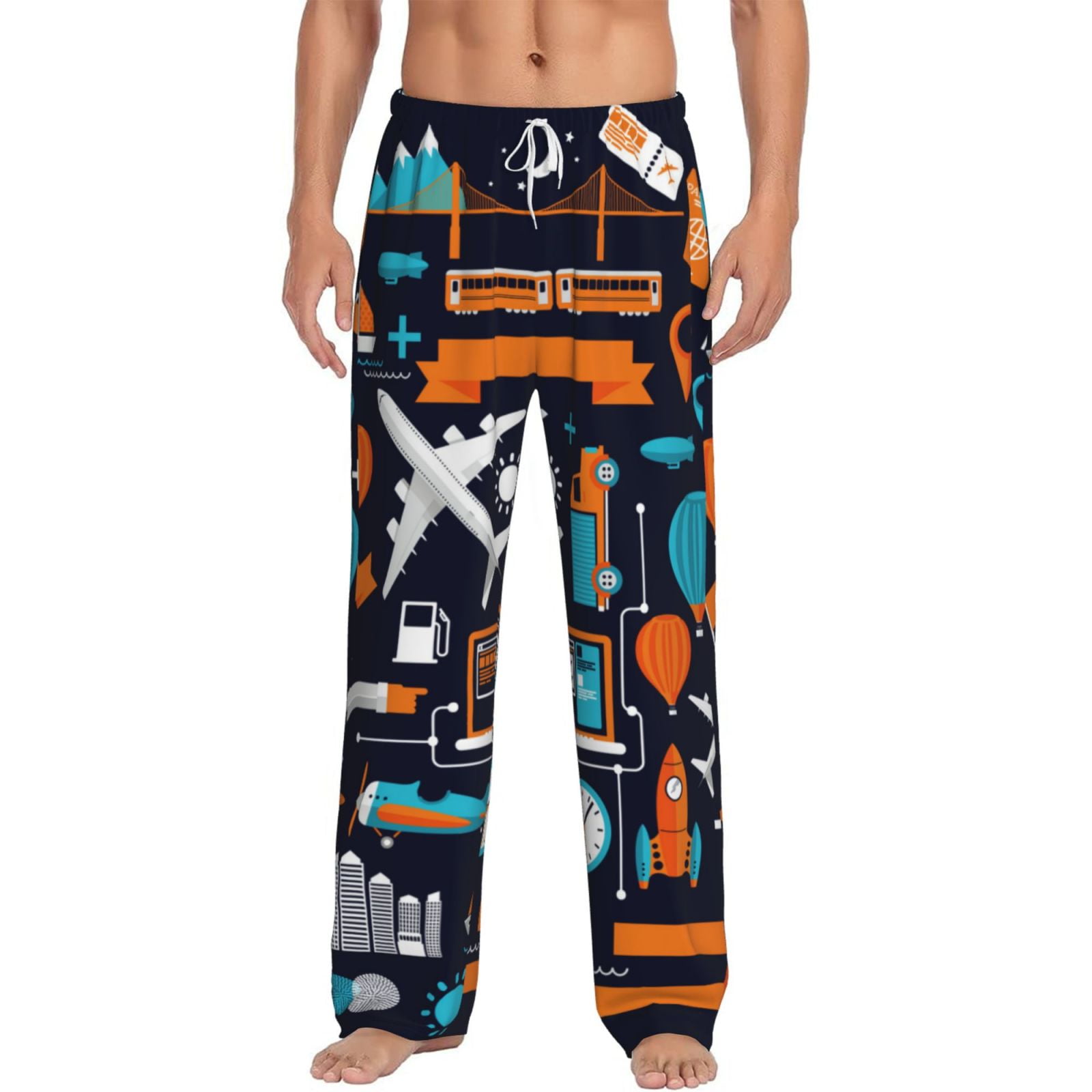 Junzan Men'S Pajama Pants Creative Transport Sleepwear Pants Pj Bottoms ...
