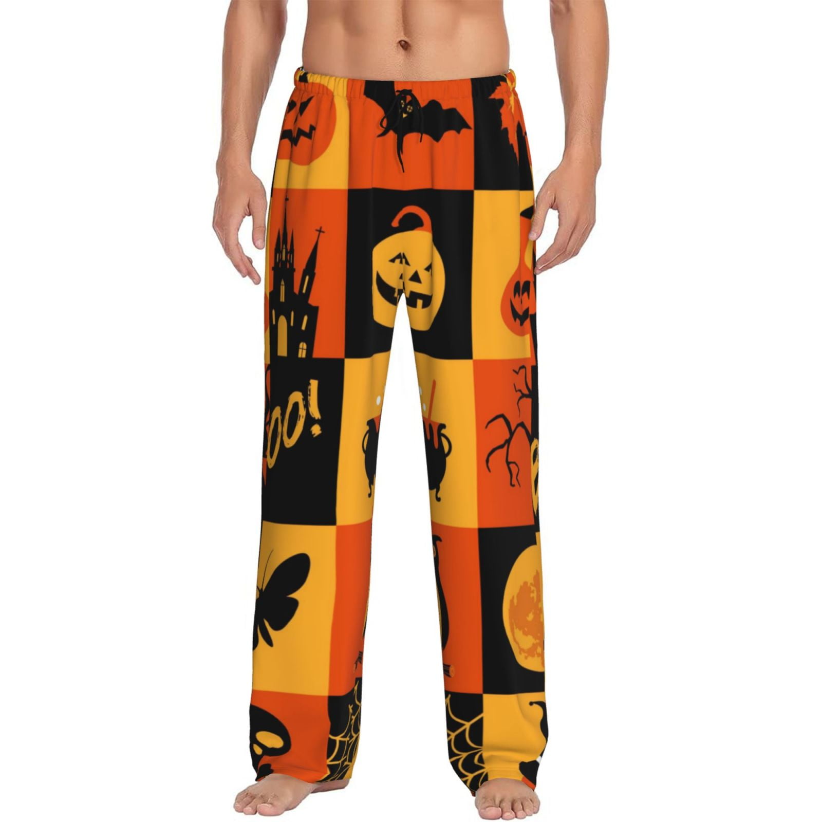 Junzan Men'S Pajama Pants Halloween Banner Symbols Sleepwear Pants Pj ...