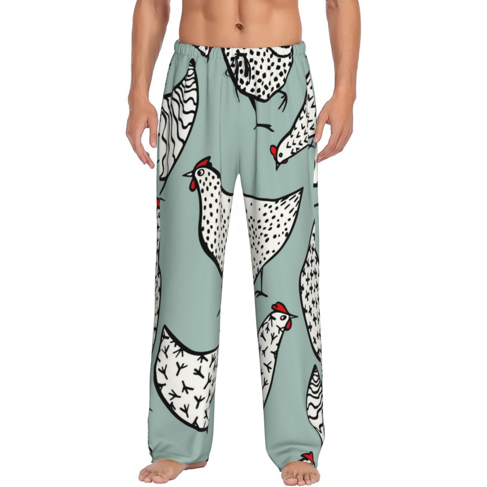 Junzan Men'S Pajama Pants Hand Drawn Chickens Sleepwear Pants Pj ...