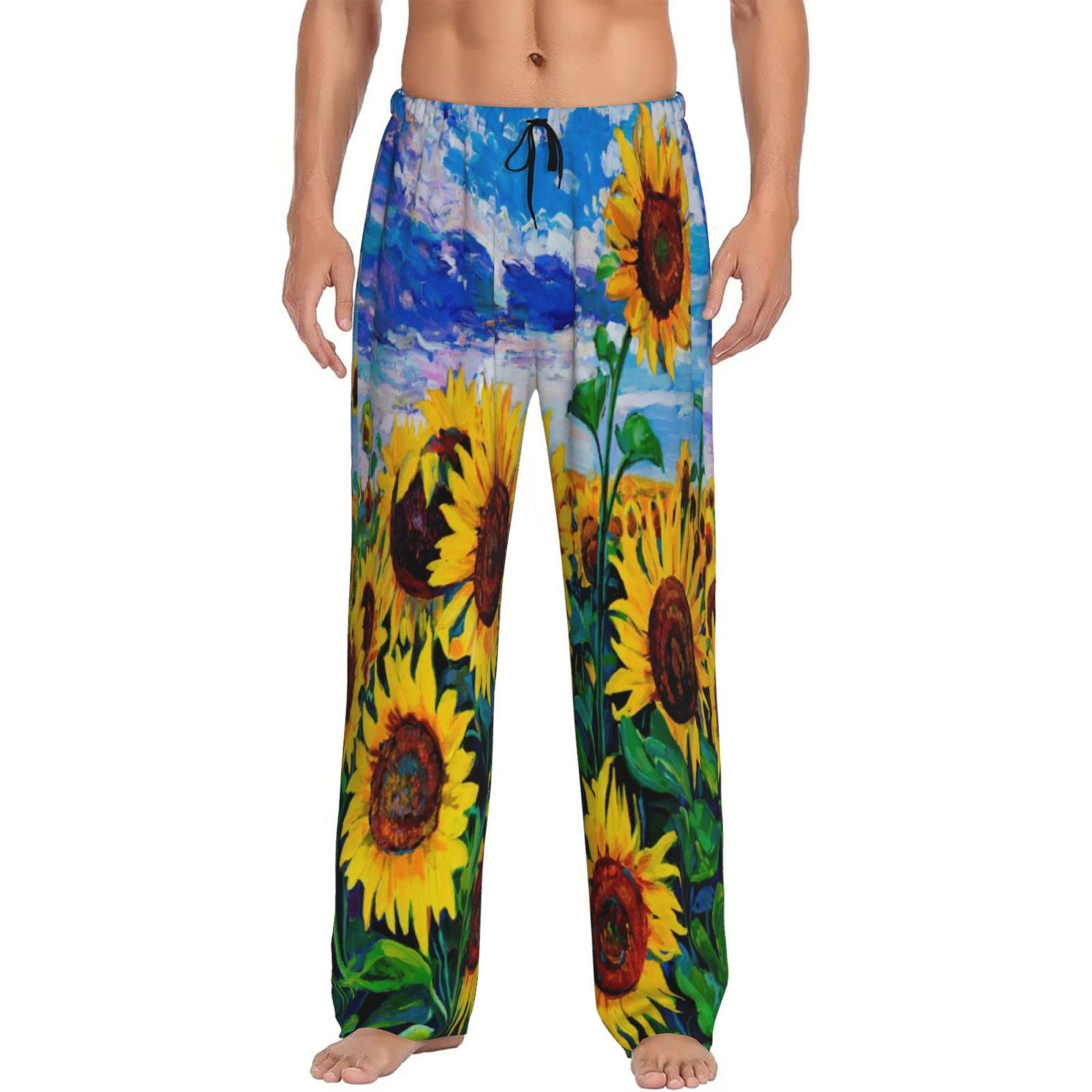 Junzan Men'S Pajama Pants Landscape With Sunflowers Sleepwear Pants Pj ...