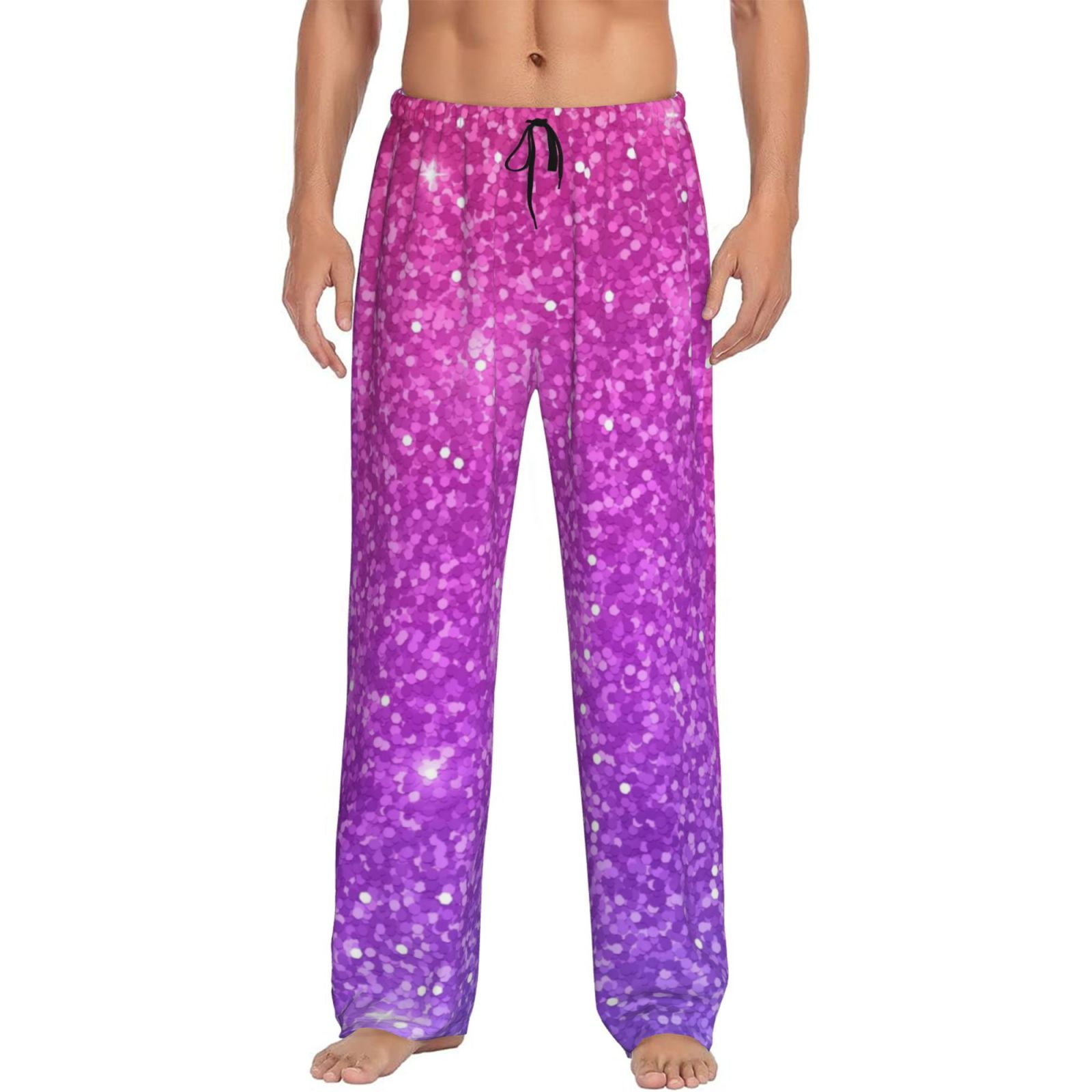 Junzan Men'S Pajama Pants Pink Purple Glitter Sleepwear Pants Pj ...