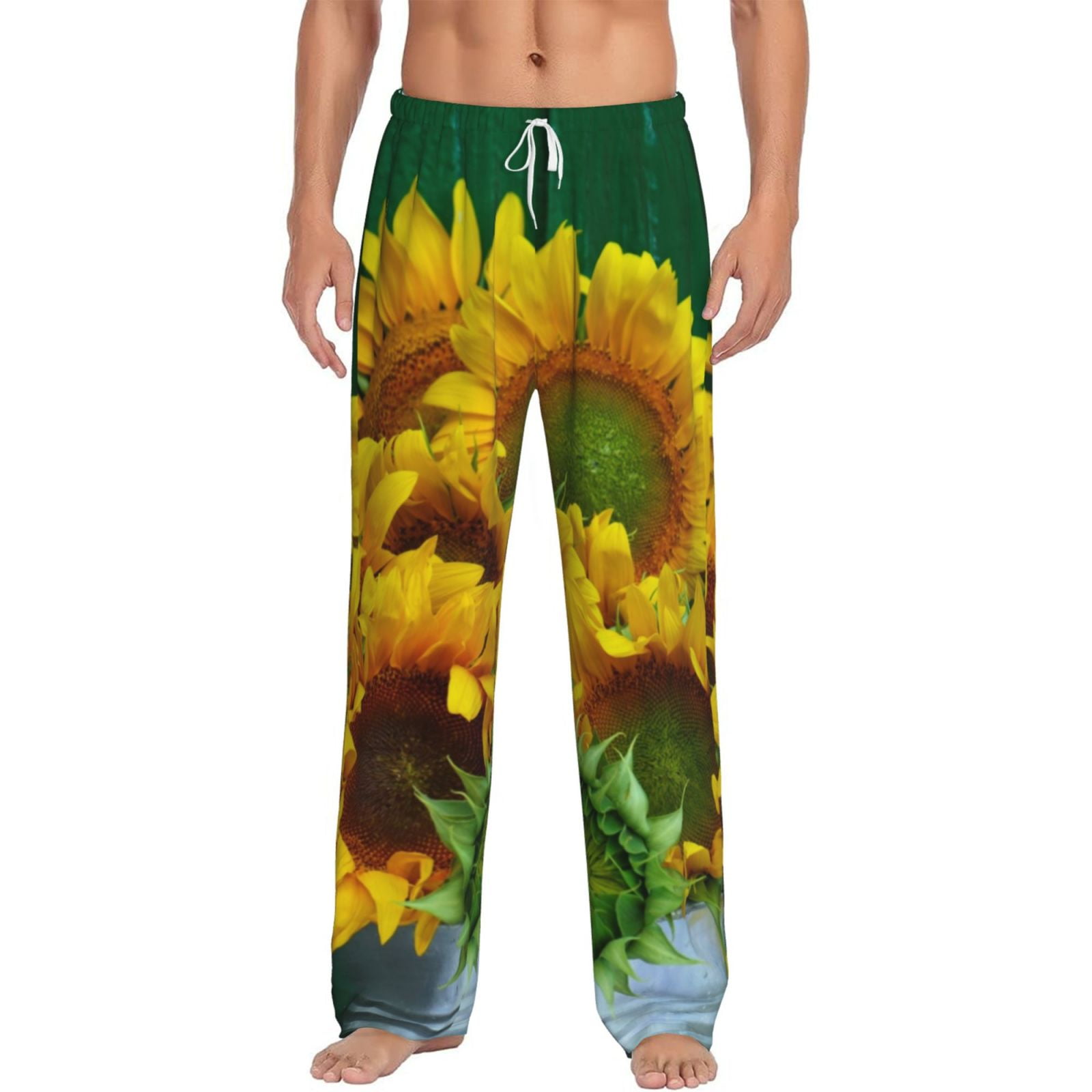 Junzan Men'S Pajama Pants Sunflowers In Bucket Sleepwear Pants Pj ...