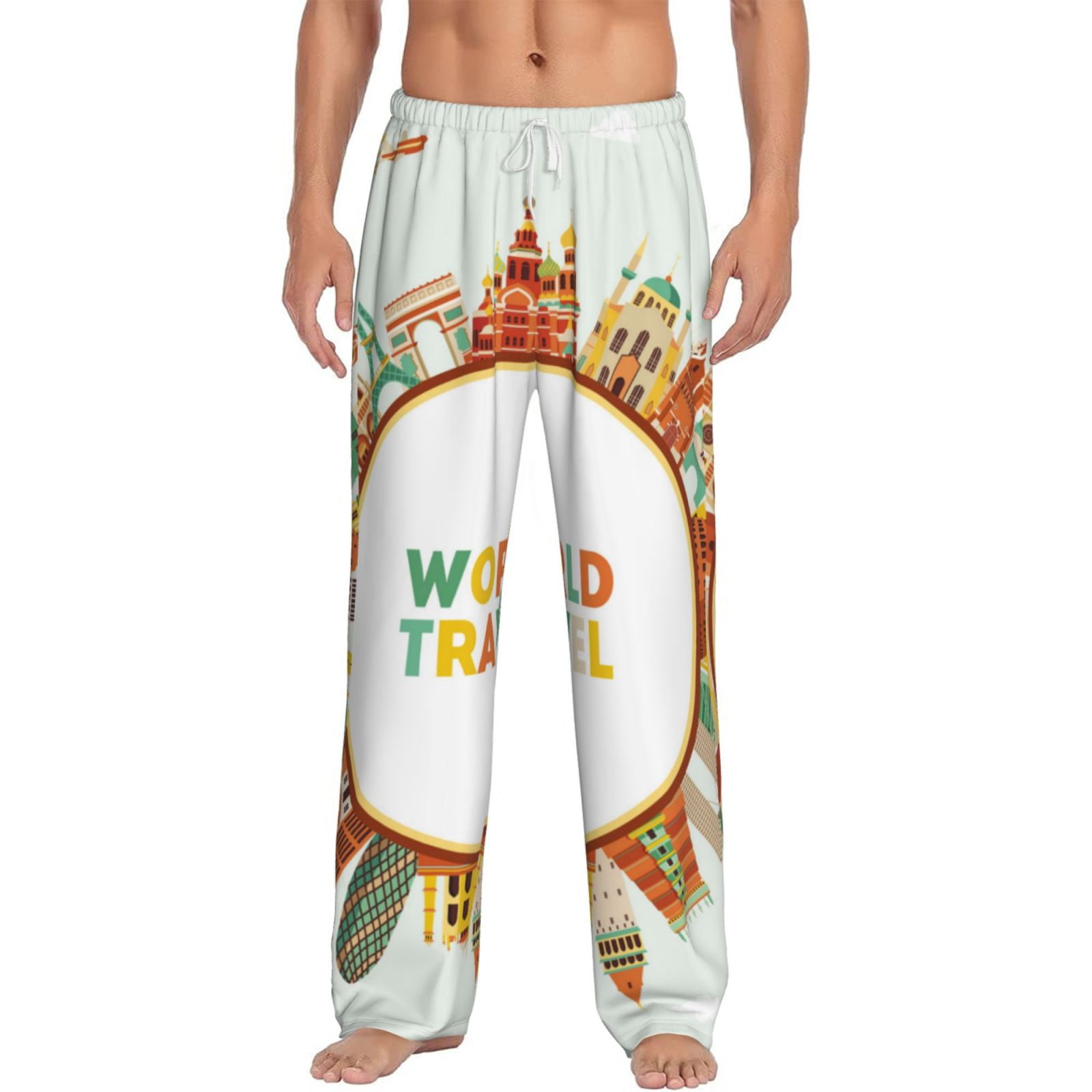 Junzan Men'S Pajama Pants World Travel3 Sleepwear Pants Pj Bottoms ...