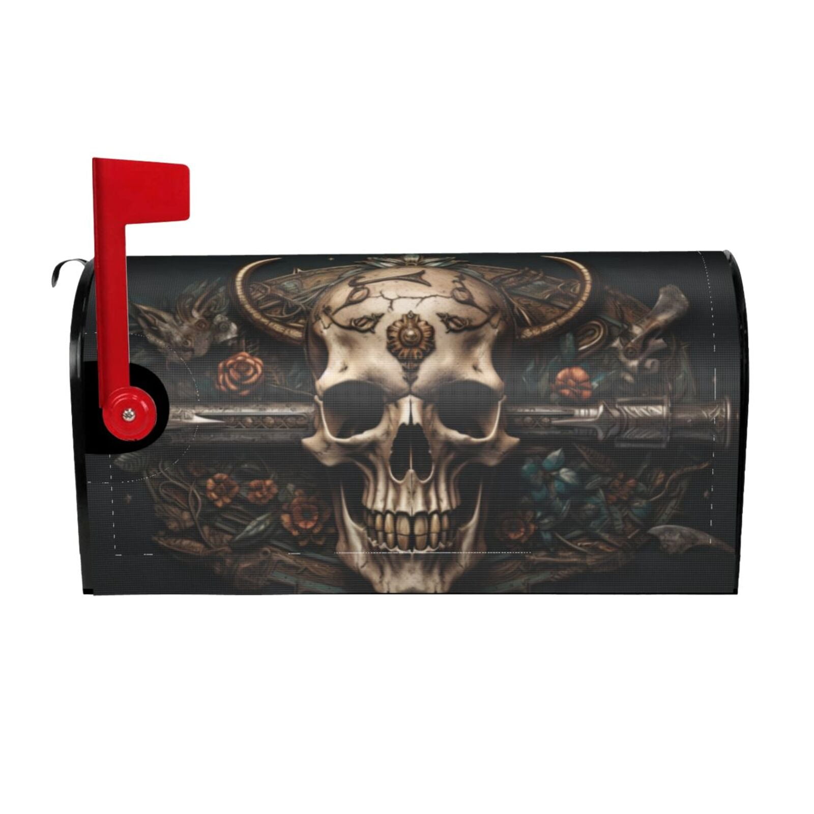 Junzan Metal Style Horned Skull Pattern Mailbox Covers,Magnetic Mailbox ...