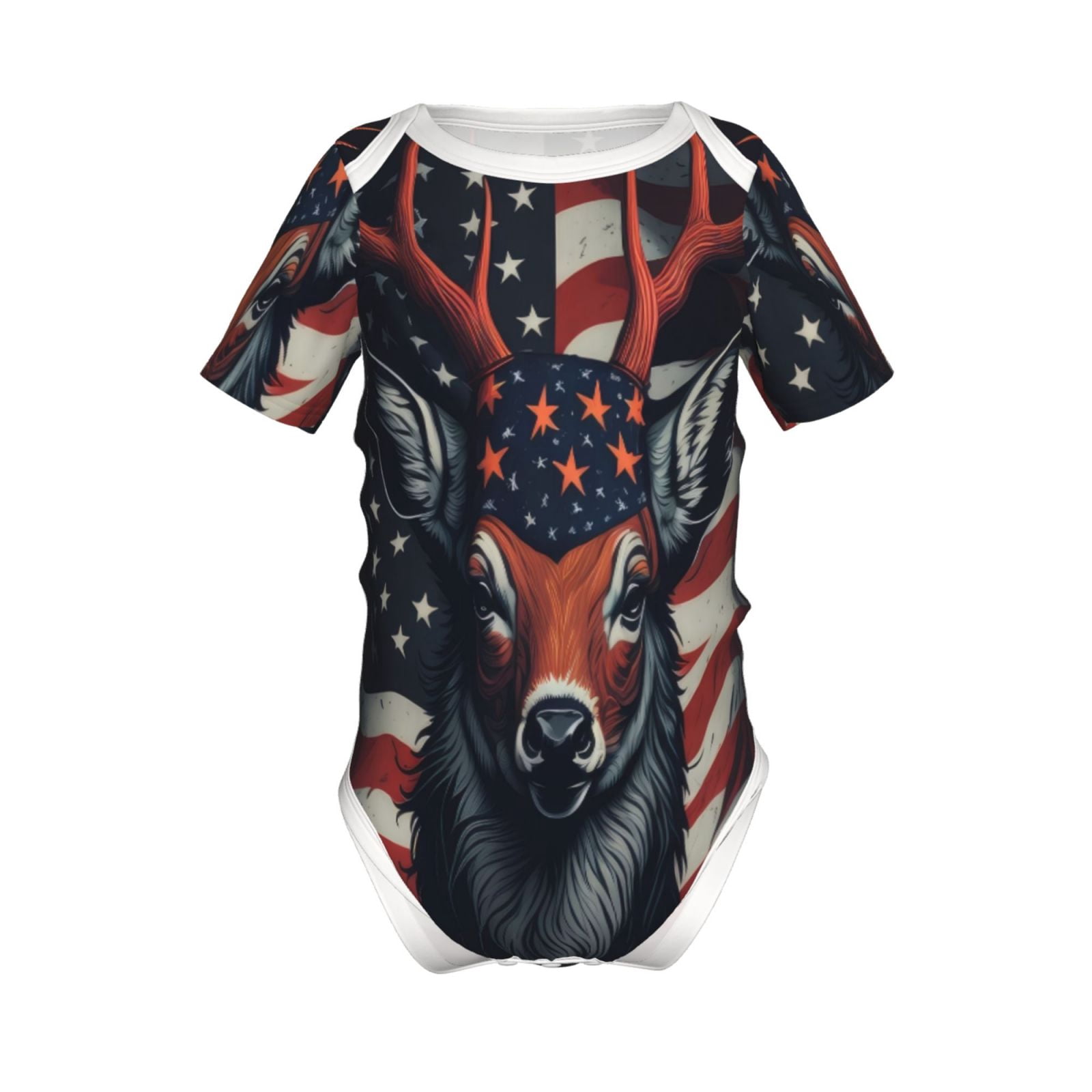 Junzan Modern USA Deer Head Print Short-Sleeve Baby Climbing Clothes ...