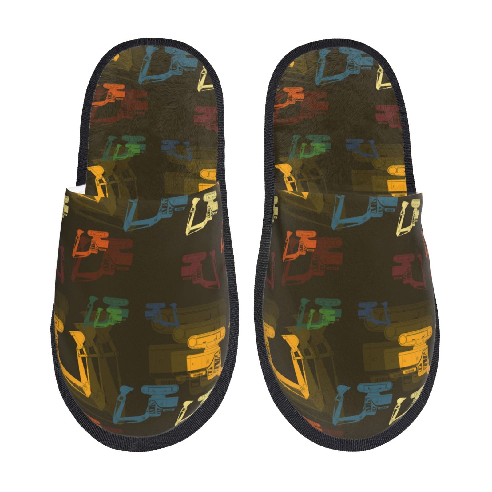 Junzan Monochrome Excavators Fuzzy Feet Slippers for Women,House Shoes ...