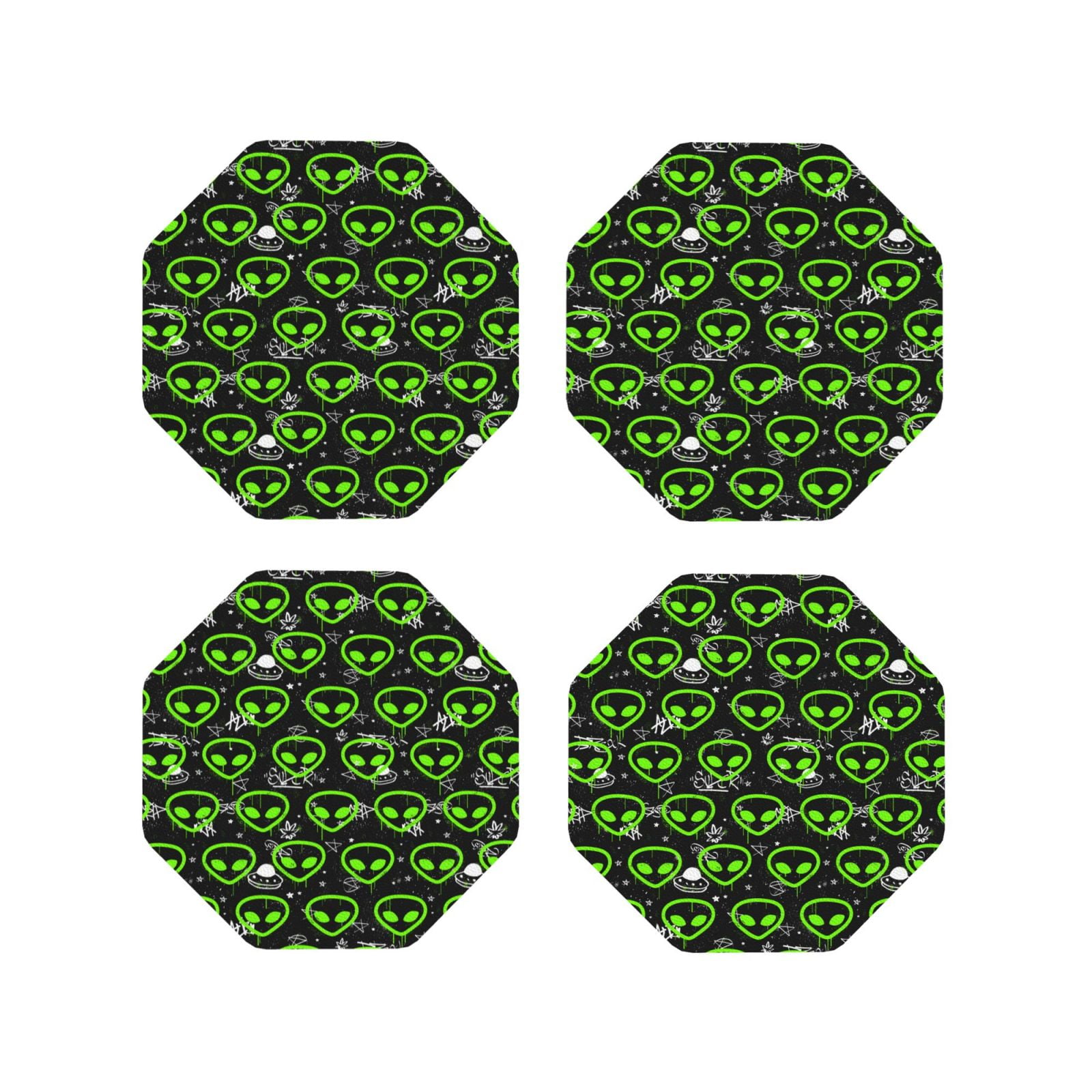 Junzan Monster Neon Head Print Coasters for Drinks - Leather Coasters ...