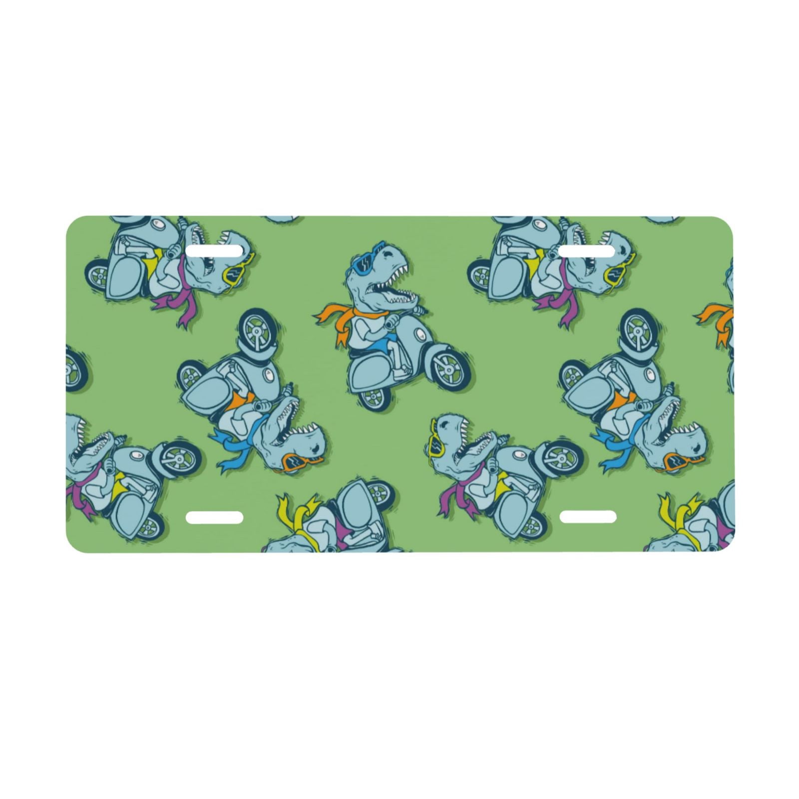 Junzan Motorcycle Riding Dinosaur Front License Plate Covers Decorative ...