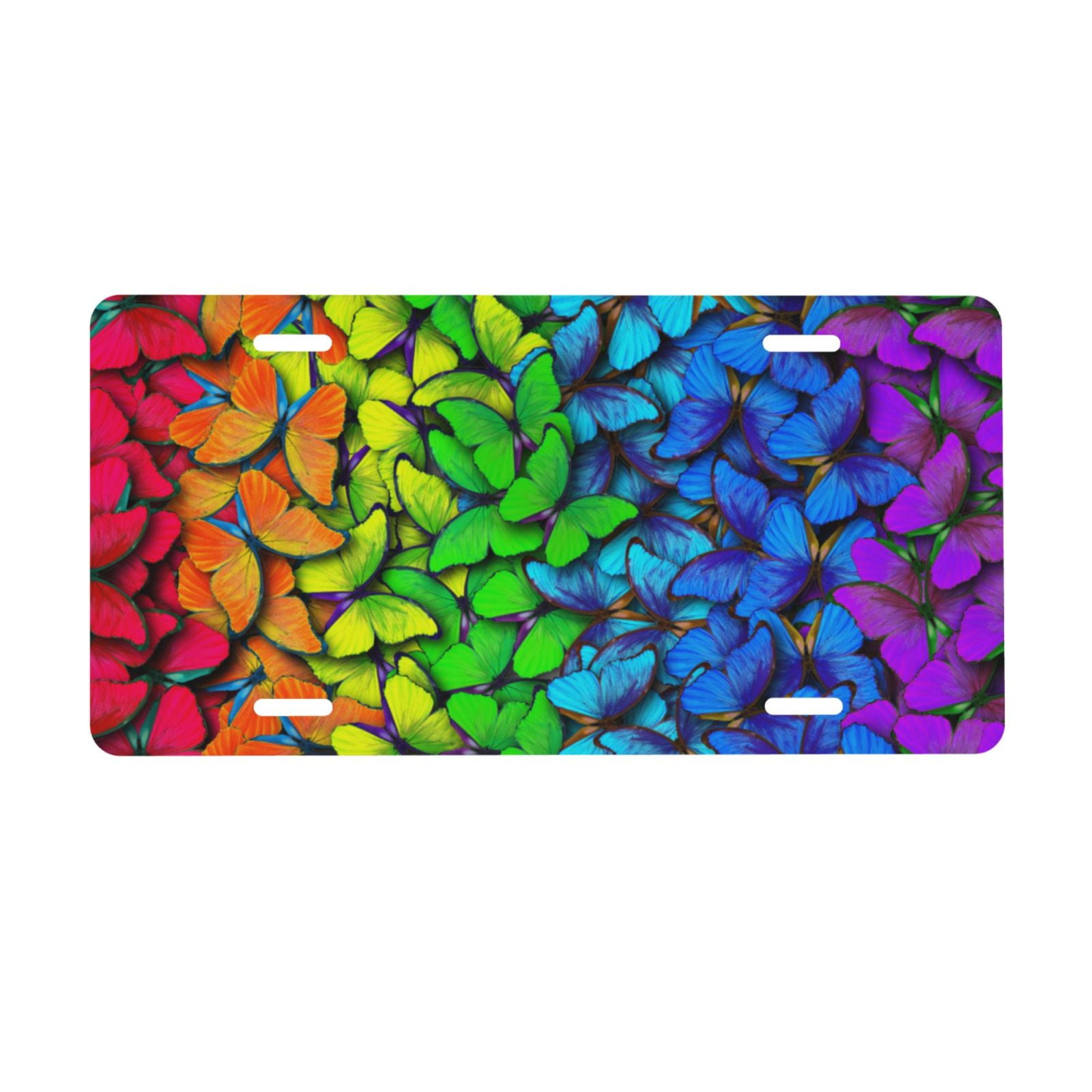 Junzan Multicolored Butterflies Front License Plate Covers Decorative ...