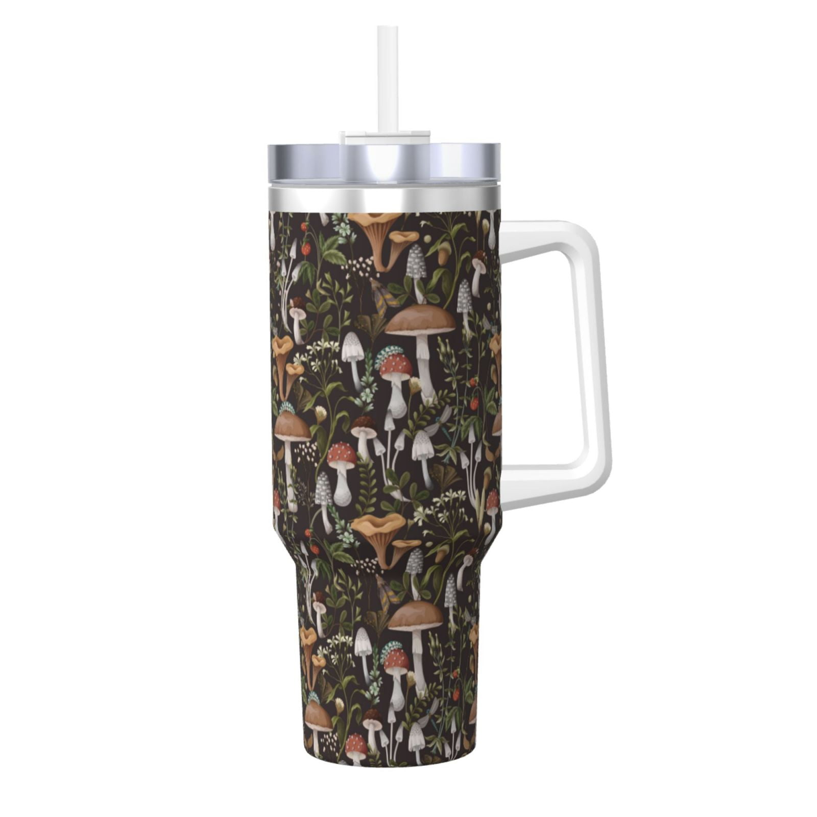 Junzan Mushroom Garnish Pattern 40oz Water Bottle with Handle & Flip ...