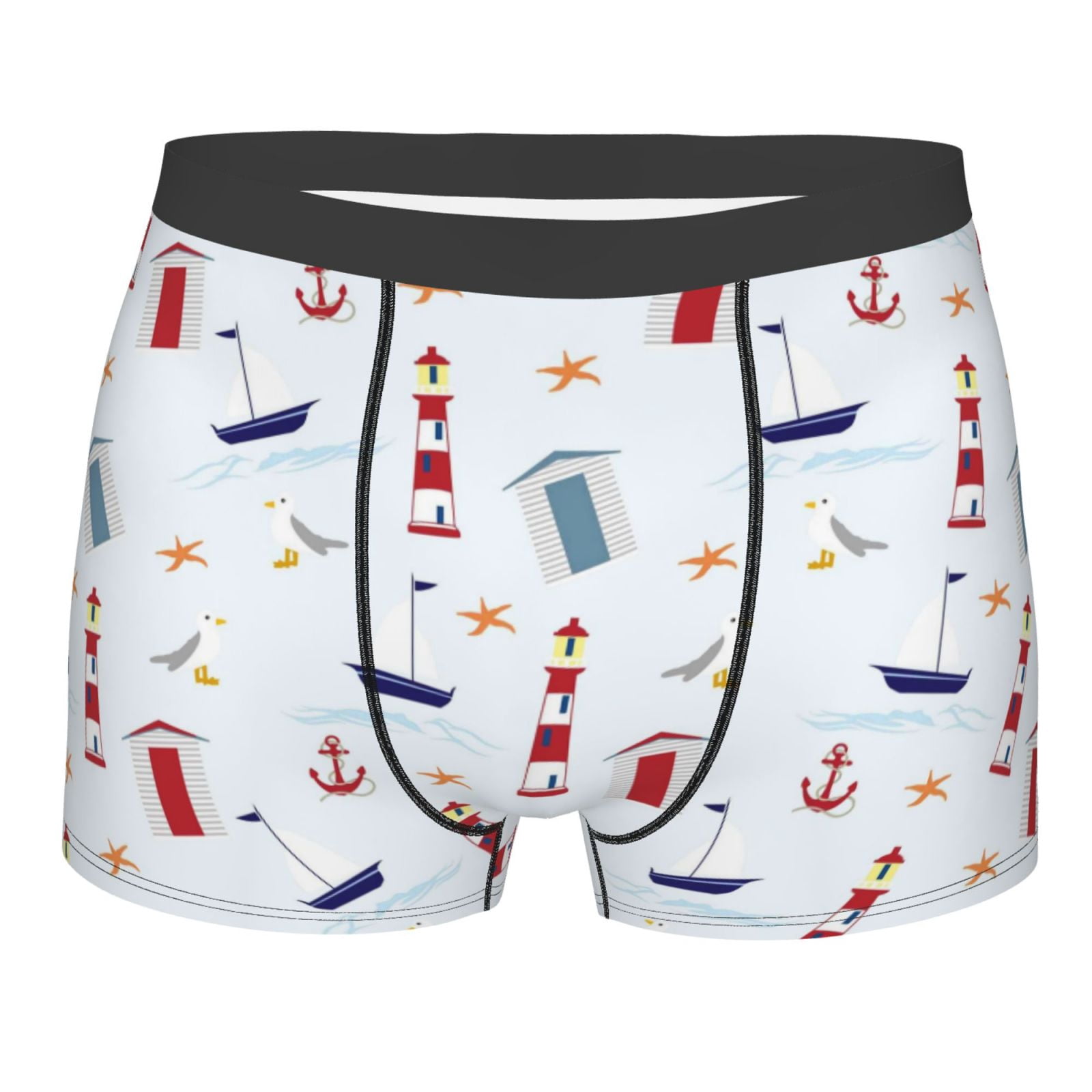 Junzan Nautical Lighthouse Sailboat Mens Underwear Boxer Briefs For Men ...