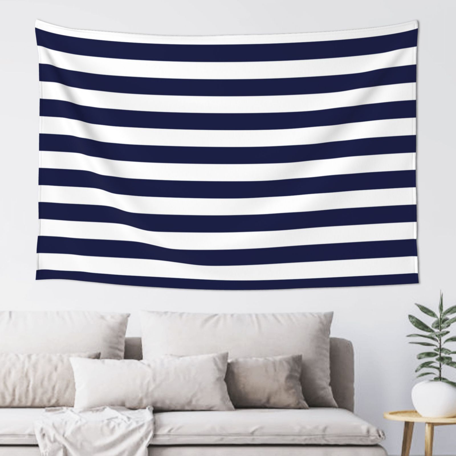 Junzan Navy Blue And White Stripes Tapestry Hippie Tapestry For Bedroom ...