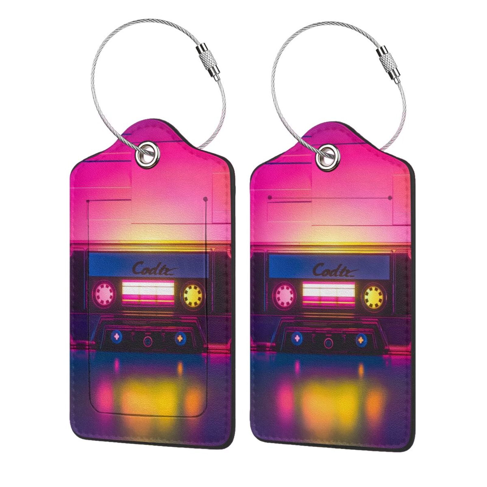 Junzan Neon Cassette Tape for Luggage Tags,Leather Luggage Tags for ...