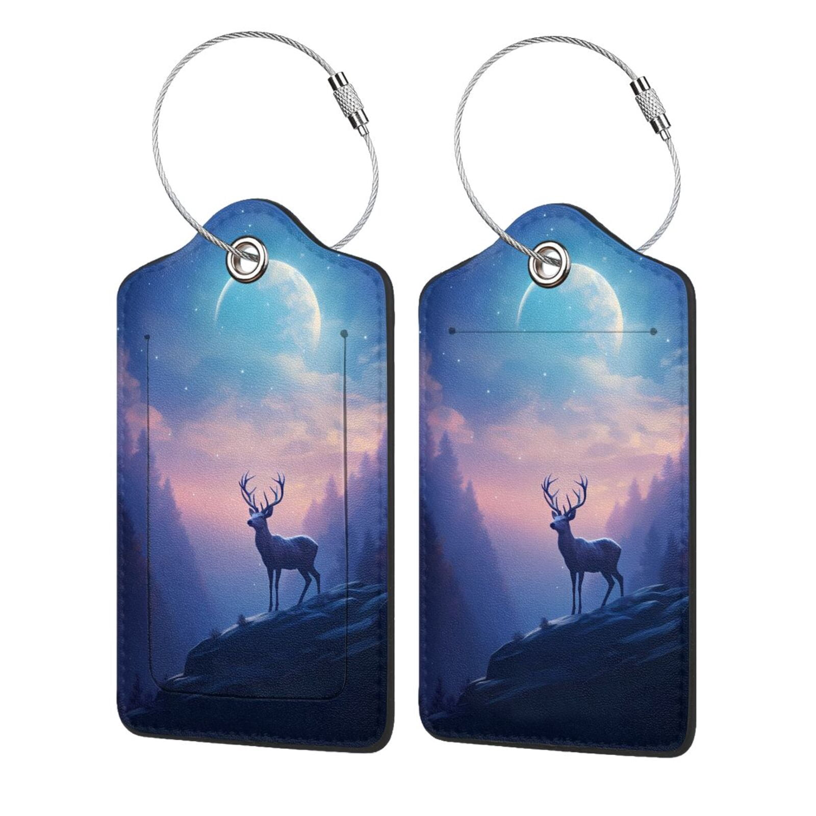 Junzan Night Sky Elk for Luggage Tags,Leather Luggage Tags for ...
