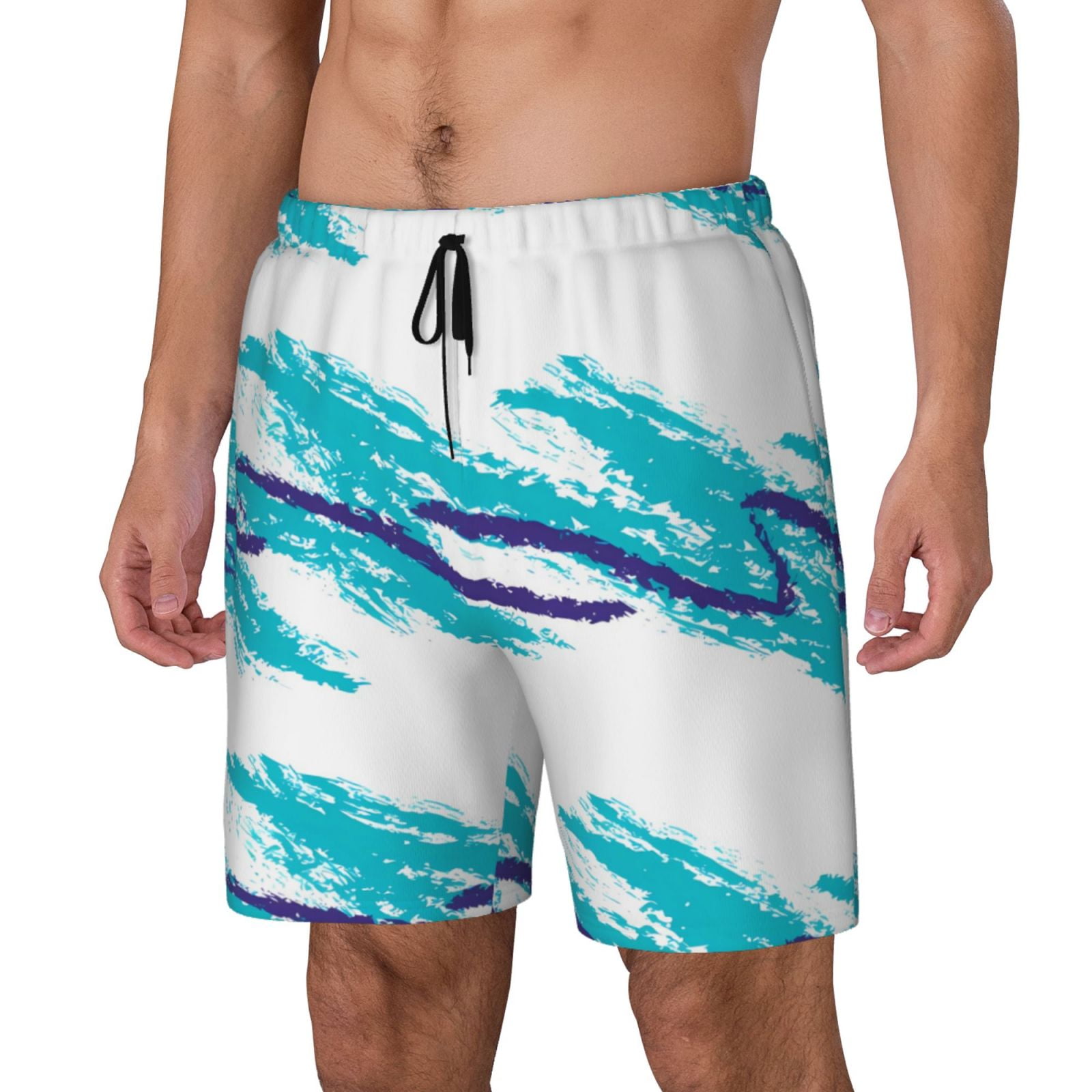 Junzan Northern Lights Print Swim Trunks Men Swim Shorts with Built-in ...