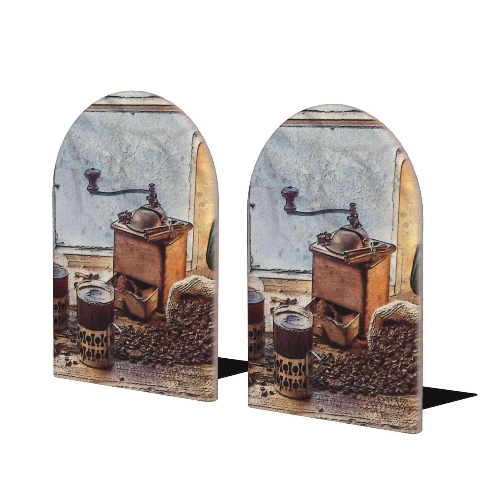 Junzan Oil Lamp Coffee Beans for Wood Bookends,1 Pair Book Ends for ...