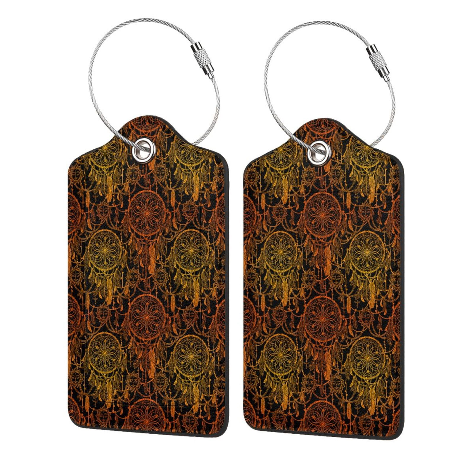 Junzan Orange Dreamcatcher for Luggage Tags,Leather Luggage Tags for ...