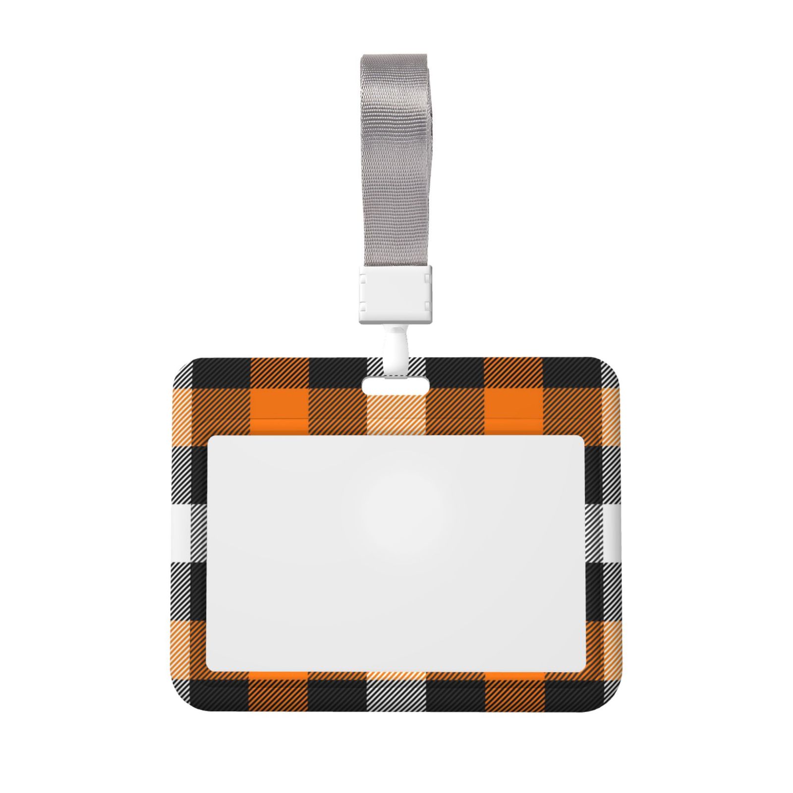 Junzan Orange Plaid Id Badge Holder With Windows Key Card Work Badge ...