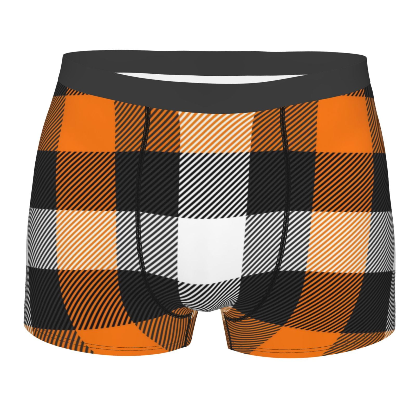 Junzan Orange Plaid Mens Underwear Boxer Briefs For Men’s - Large ...