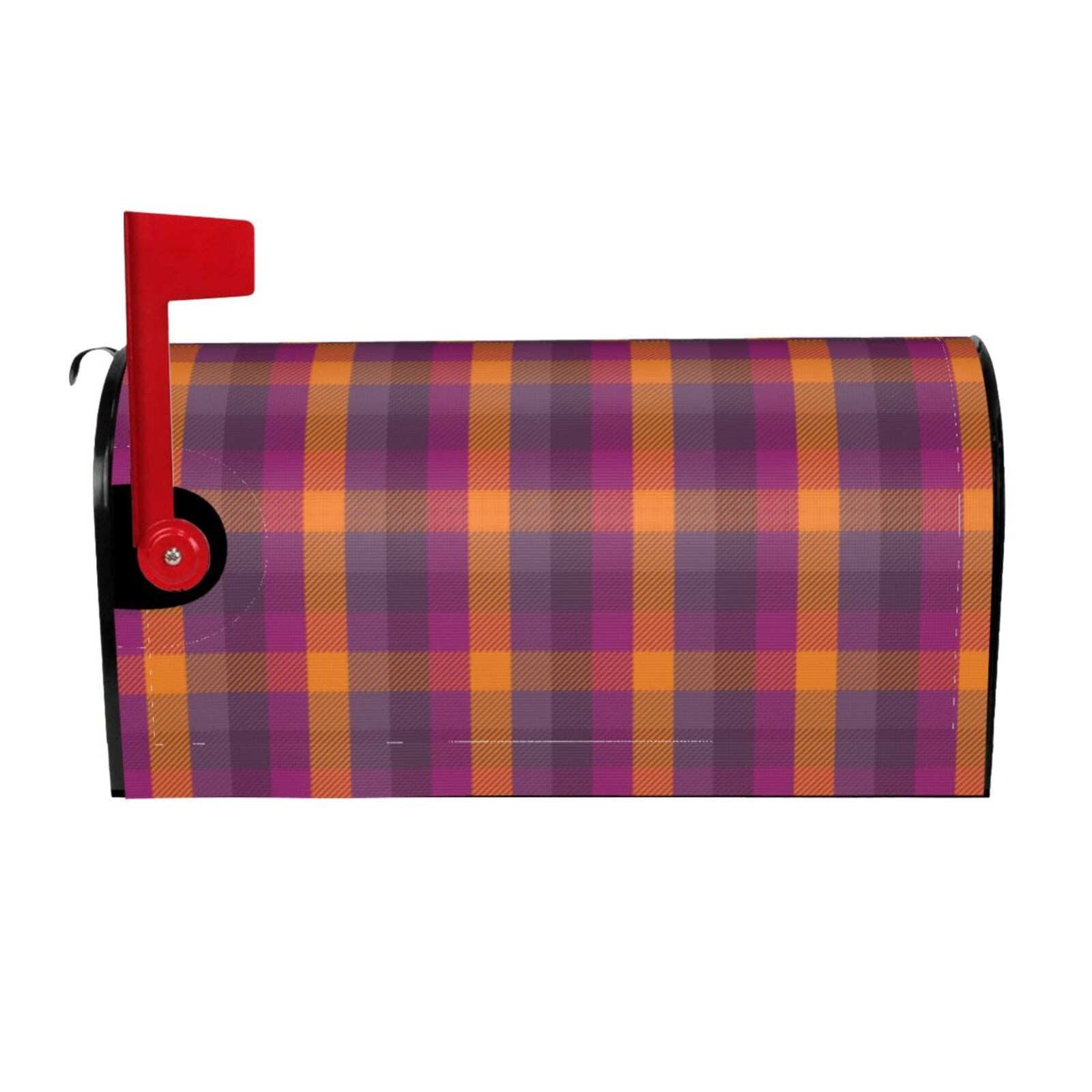 Junzan Orange and Purple Plaid Pattern Mailbox Covers,Magnetic Mailbox ...