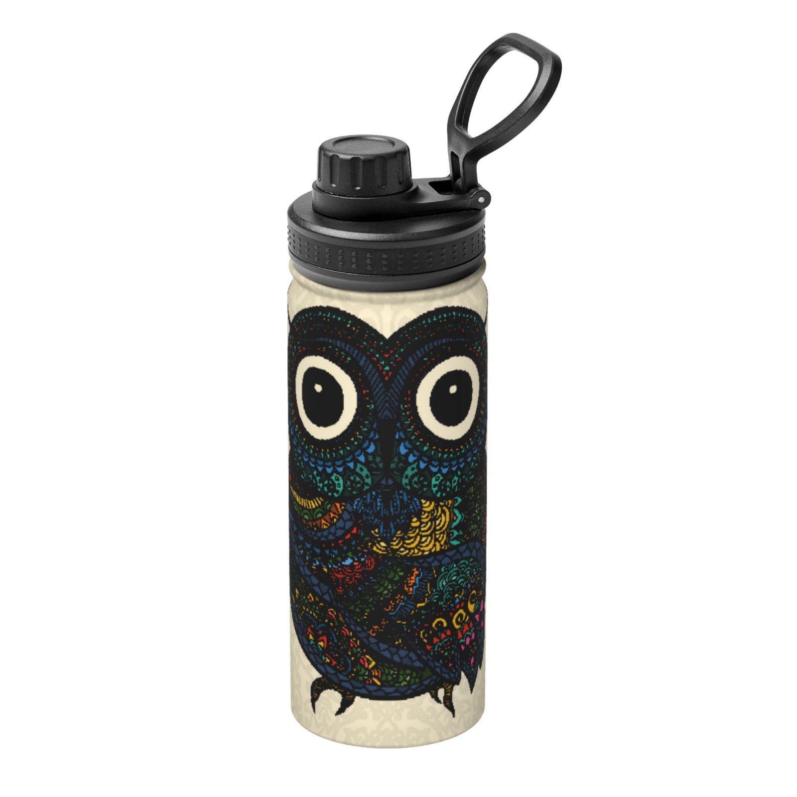 Junzan Owl with Mandala Pattern 18OZ Stainless Steel Sports Water Cup ...