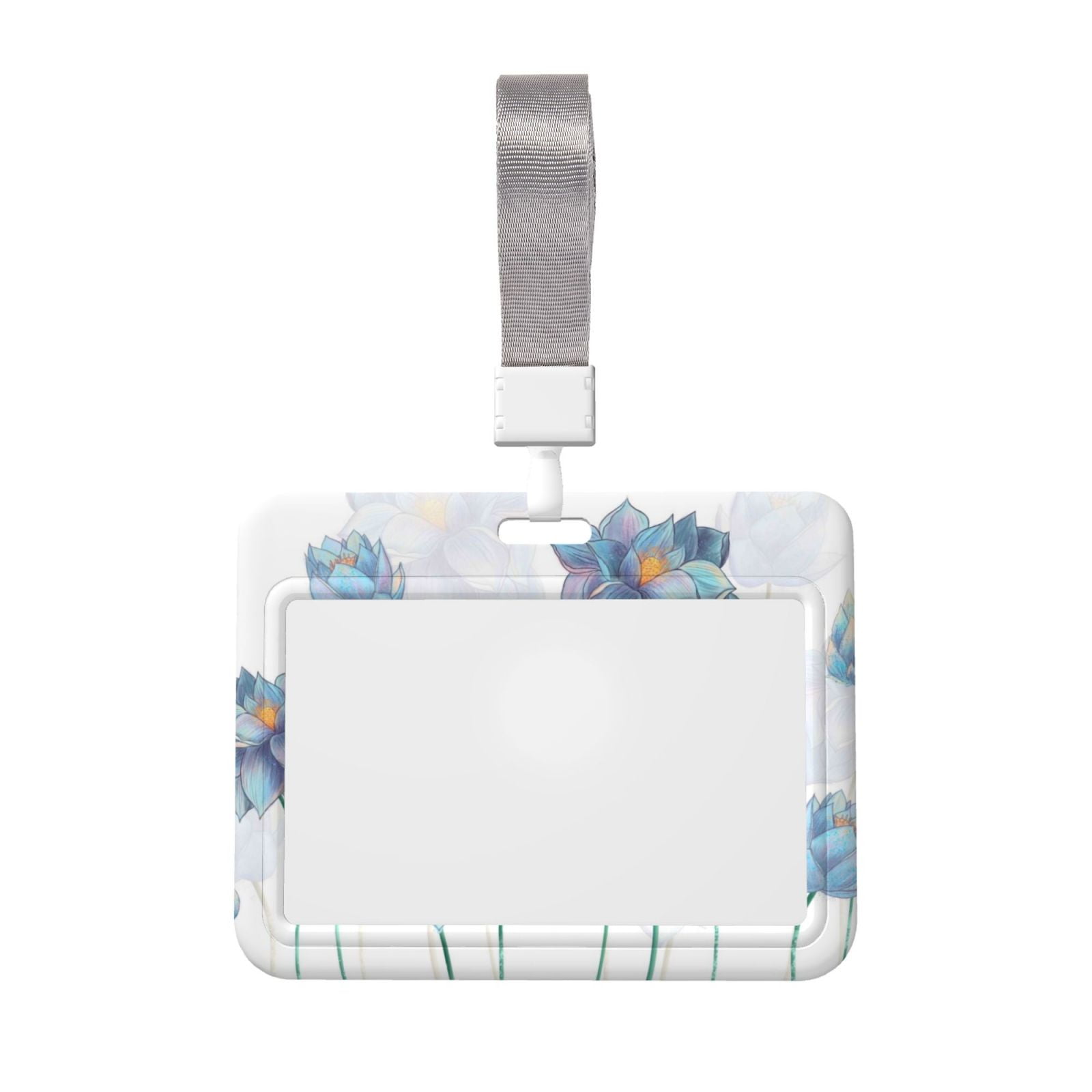 Junzan Pale Blue Lotus Flowers Id Badge Holder With Windows Key Card ...