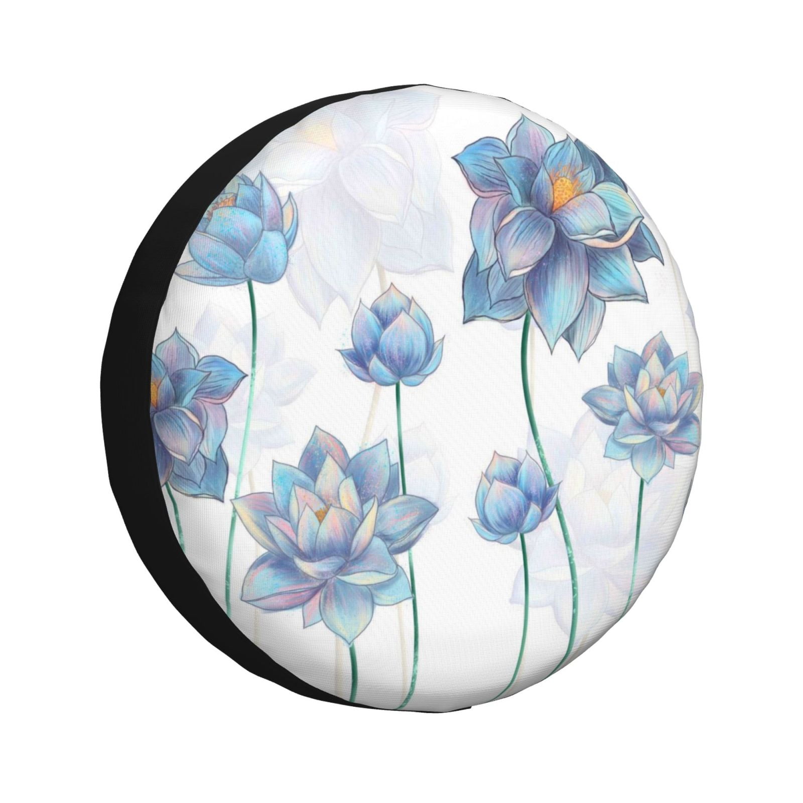 Junzan Pale Blue Lotus Flowers Tire Cover Wheel Protector for Truck SUV ...