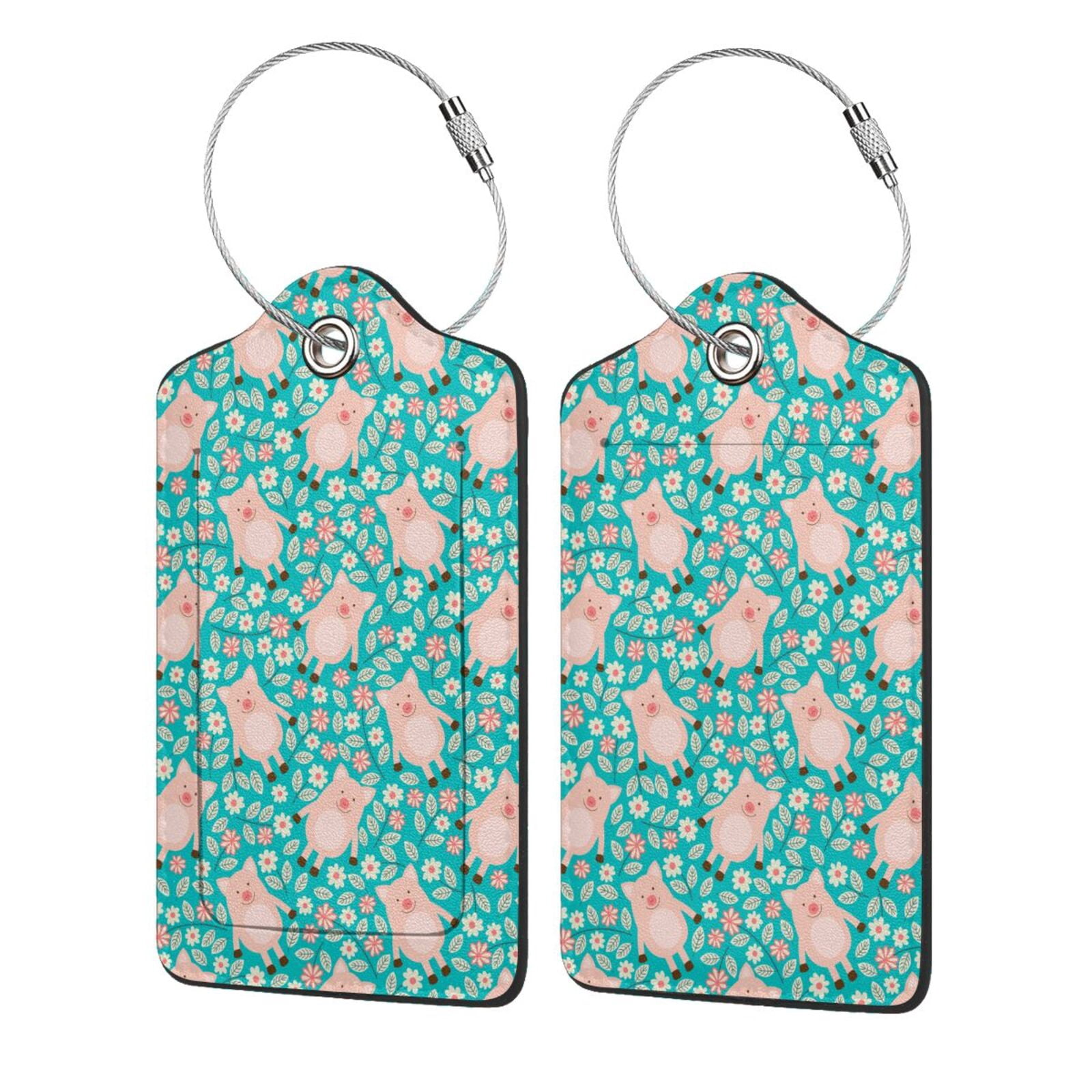 Junzan Pig And Flower for Luggage Tags,Leather Luggage Tags for ...