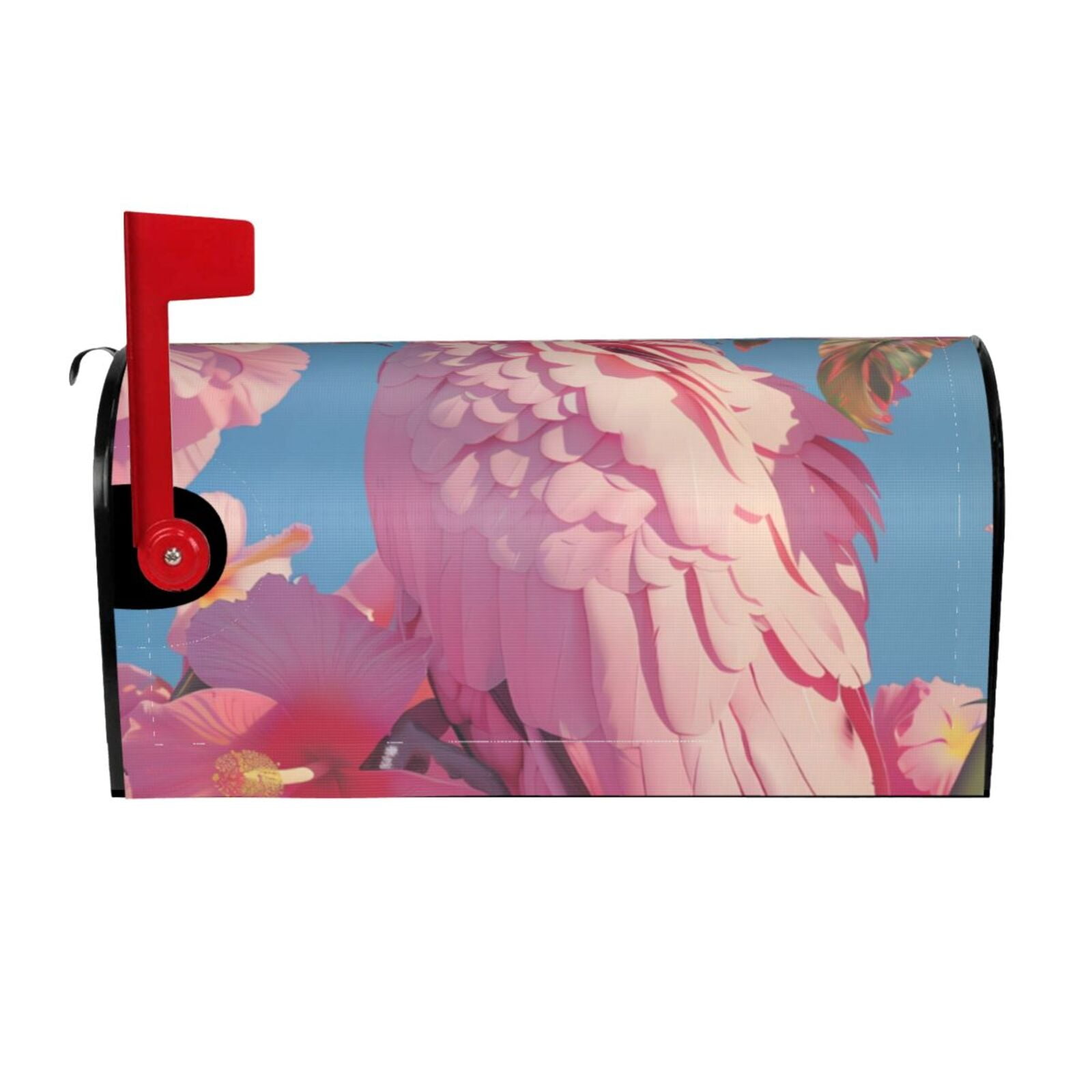 Junzan Pink Parrot Tropical Blossoms Pattern Mailbox Covers,Magnetic ...