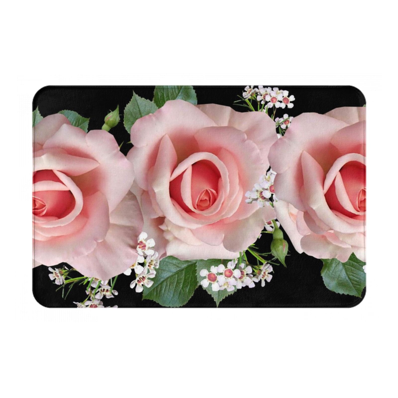 Junzan Pink Roses Custom Funny Welcome Doormat Personalized Door Mats ...