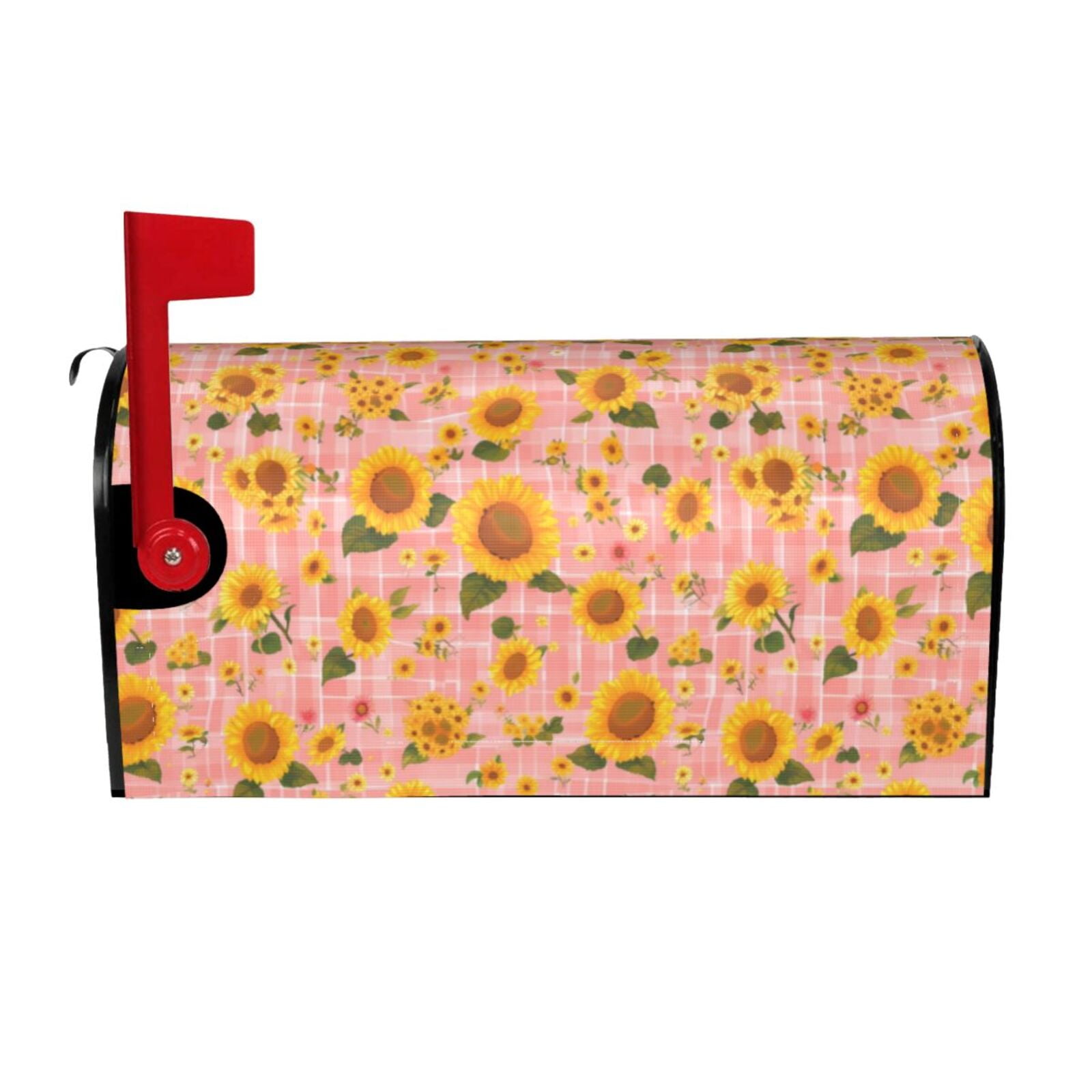 Junzan Plaid Sunflower Pattern Mailbox Covers,Magnetic Mailbox ...