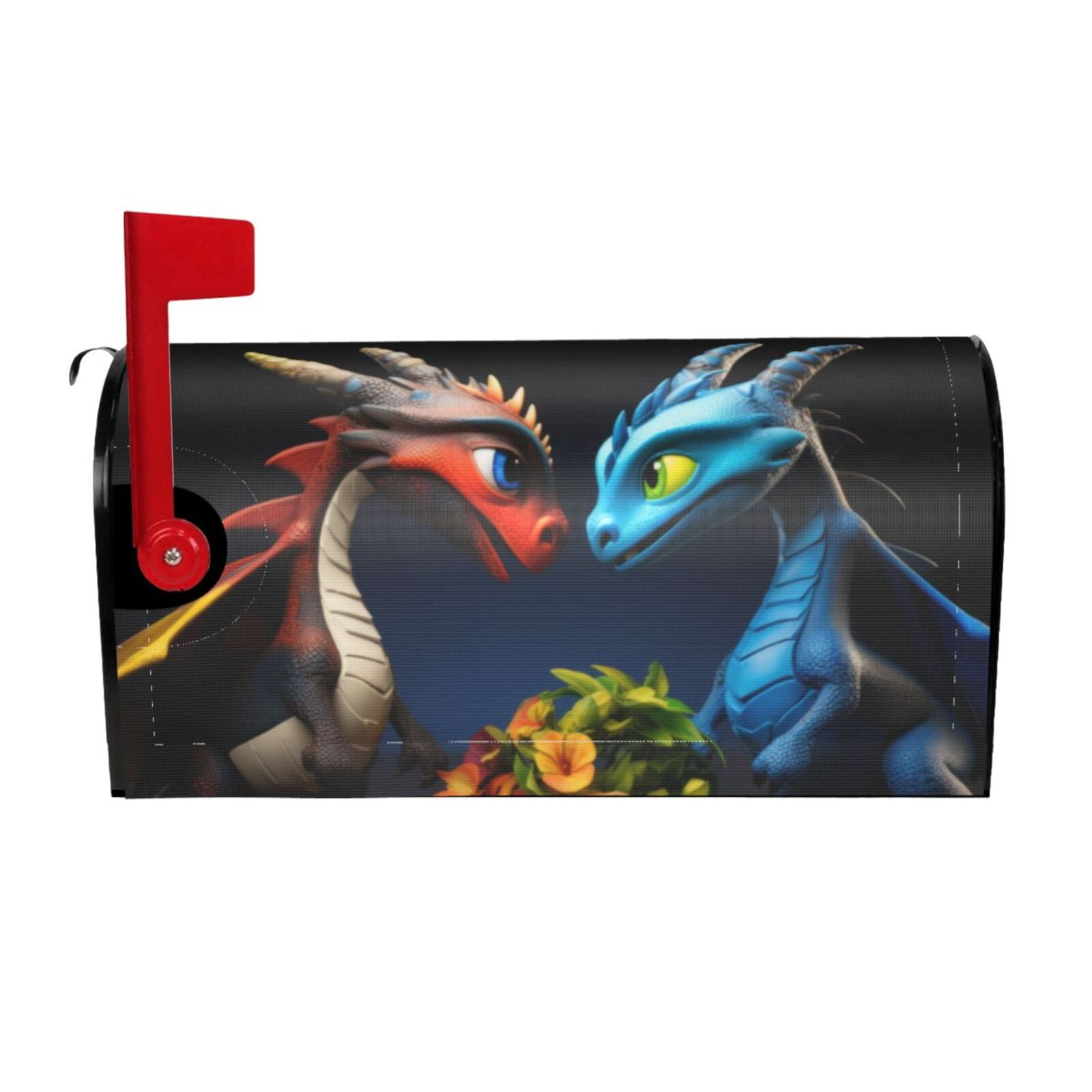 Junzan Playful Colorful Dragons Flowers Pattern Mailbox Covers,Magnetic ...