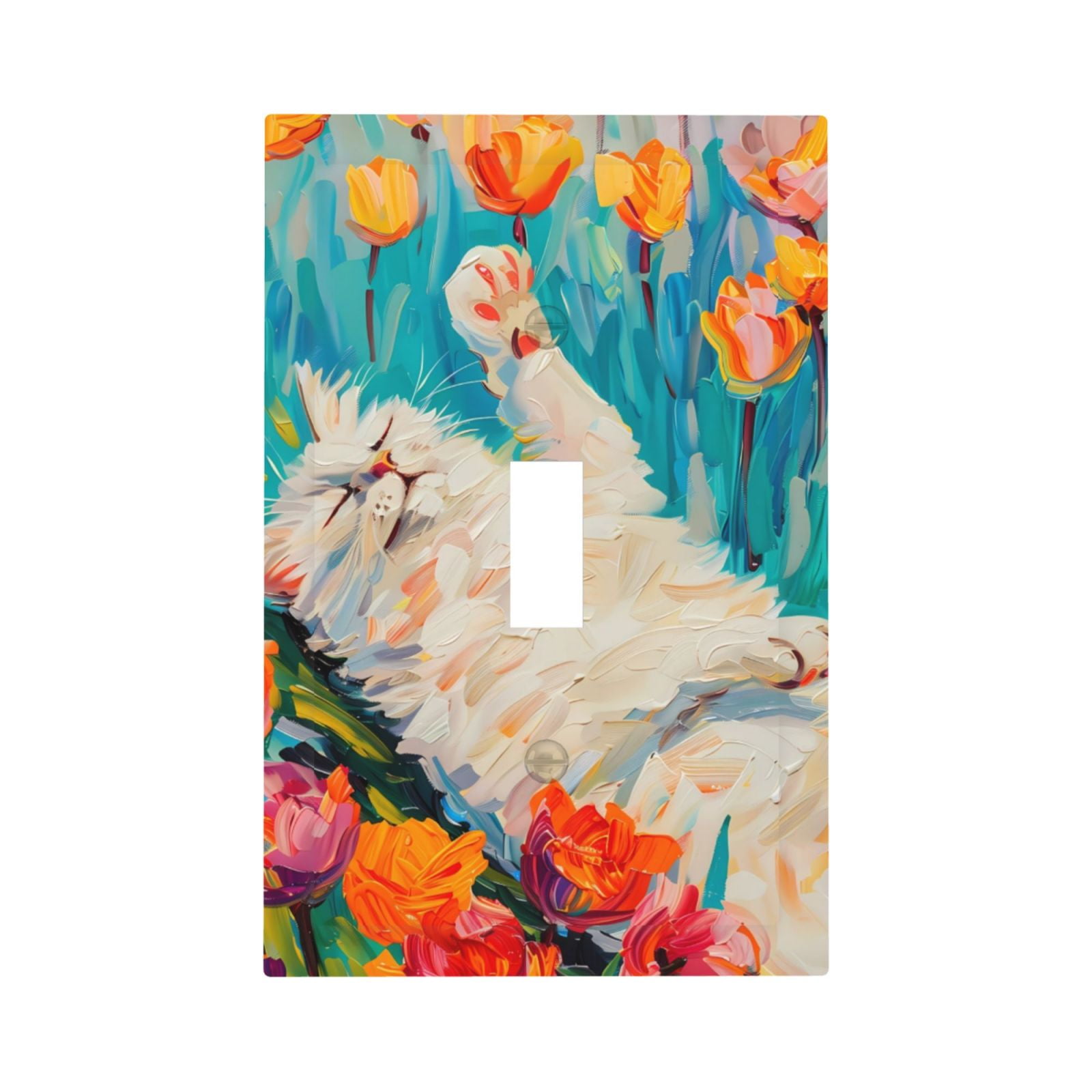 Junzan Playful Floral Cat for Electrical Outlet Covers, 5" x 3 ...