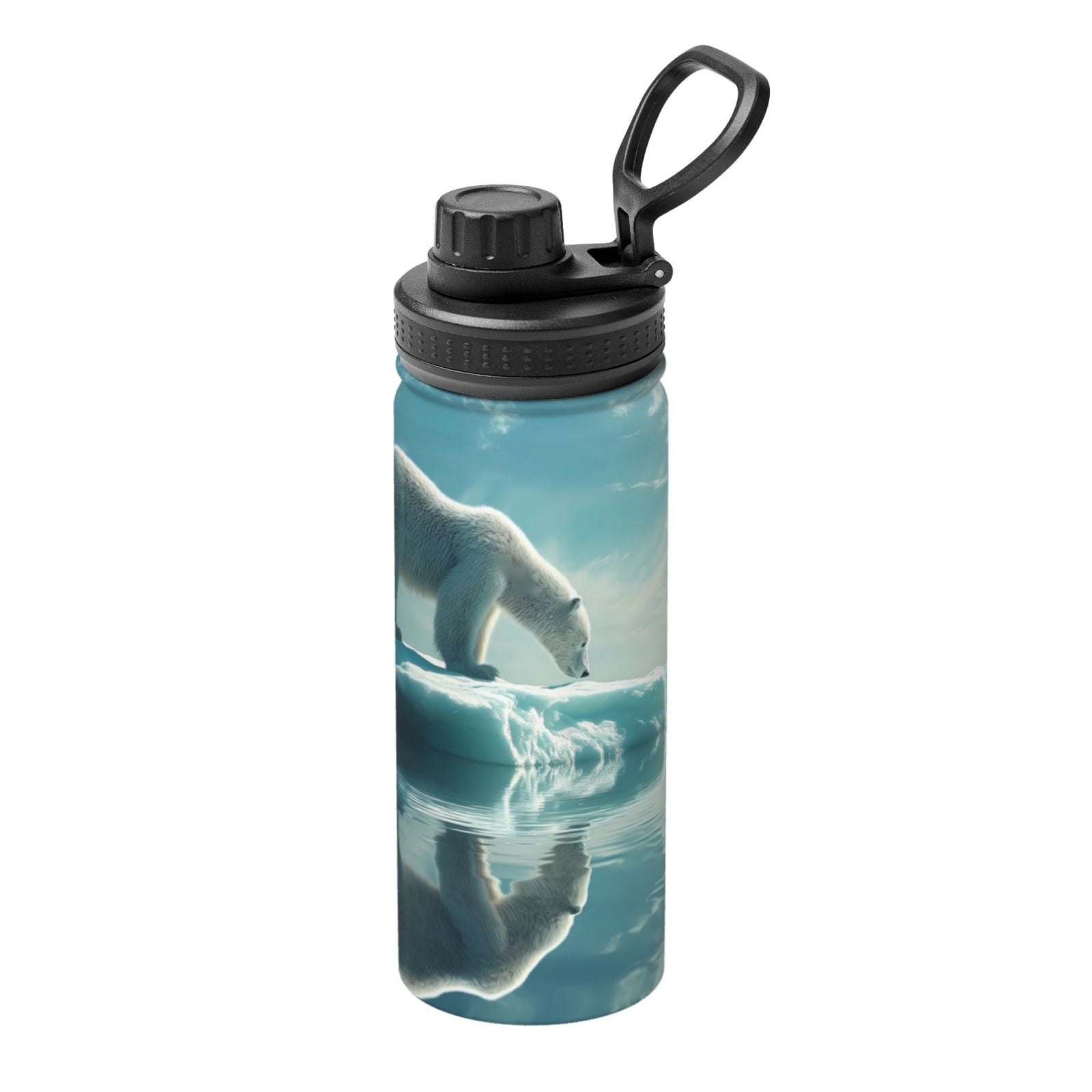 Junzan Polar Bear On Iceberg Pattern 18OZ Stainless Steel Sports Water Cup Flask,Insulated Water ...