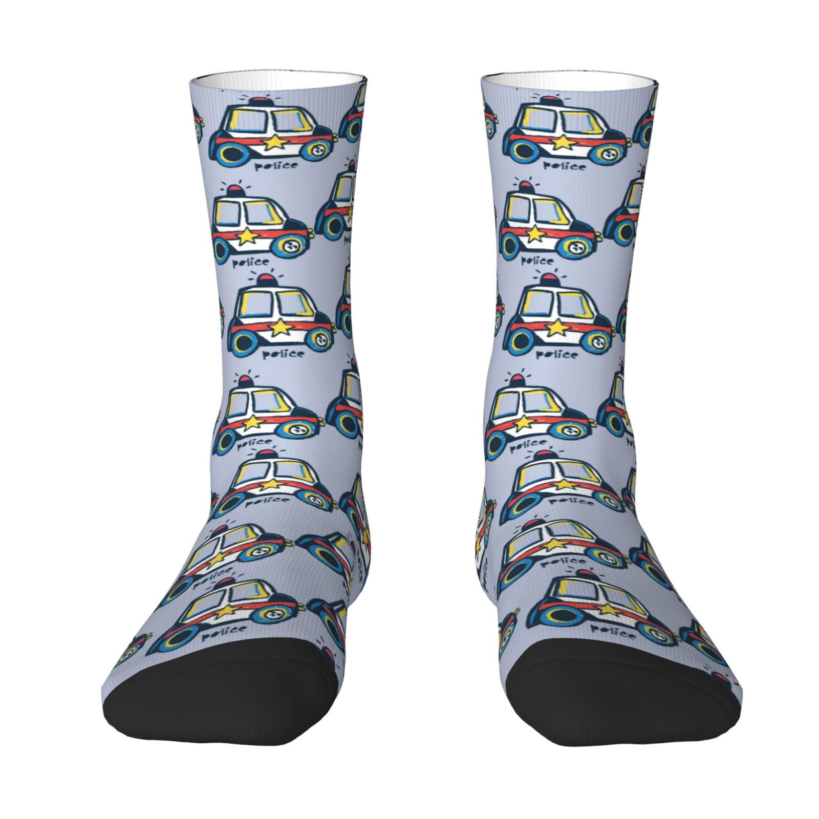 Junzan Police Car Mens Funny Socks For Men Women Colorful Fun Novelty ...