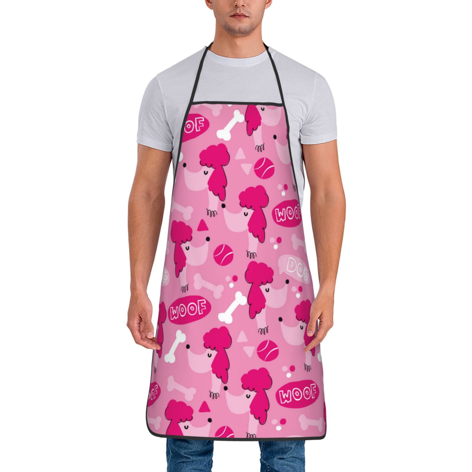 Junzan Poodle Dog Print Kitchen Cooking Aprons, Chef Apron for Men and ...
