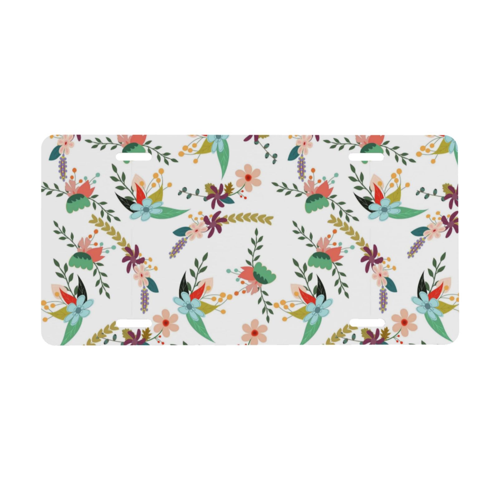 Junzan Pretty Floral With Leaves Front License Plate Covers Decorative ...