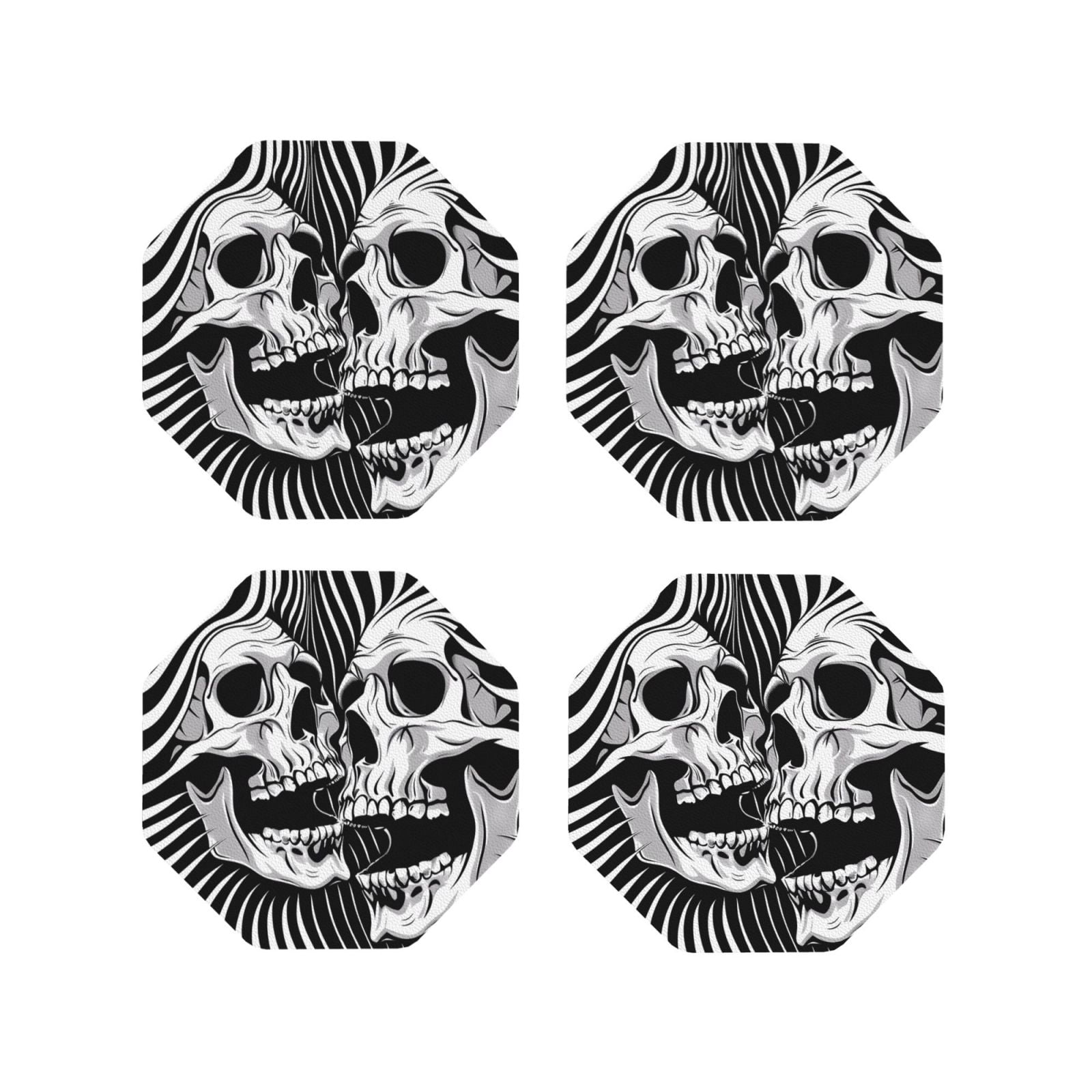 Junzan Psychedelic Skull Illusion Art Print Coasters for Drinks ...