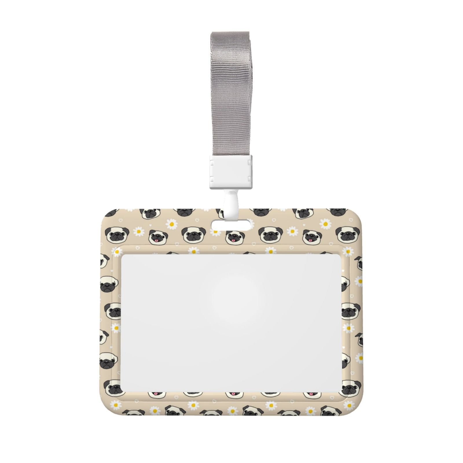 Junzan Pug Dog Face ID Badge Holder with Windows Key Card Work Badge ...